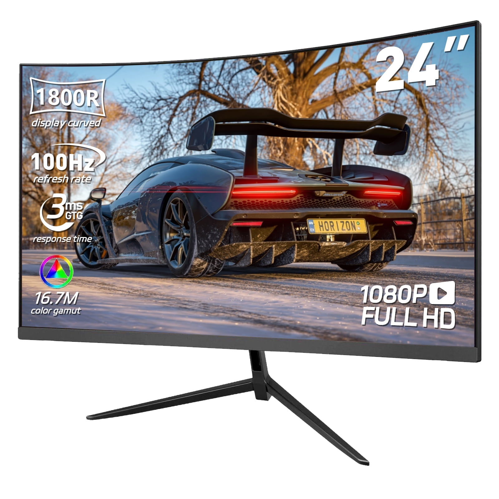 REHISK 24" FHD 100Hz Curved Computer Monitor,1080P Narrow Bezel Office ...