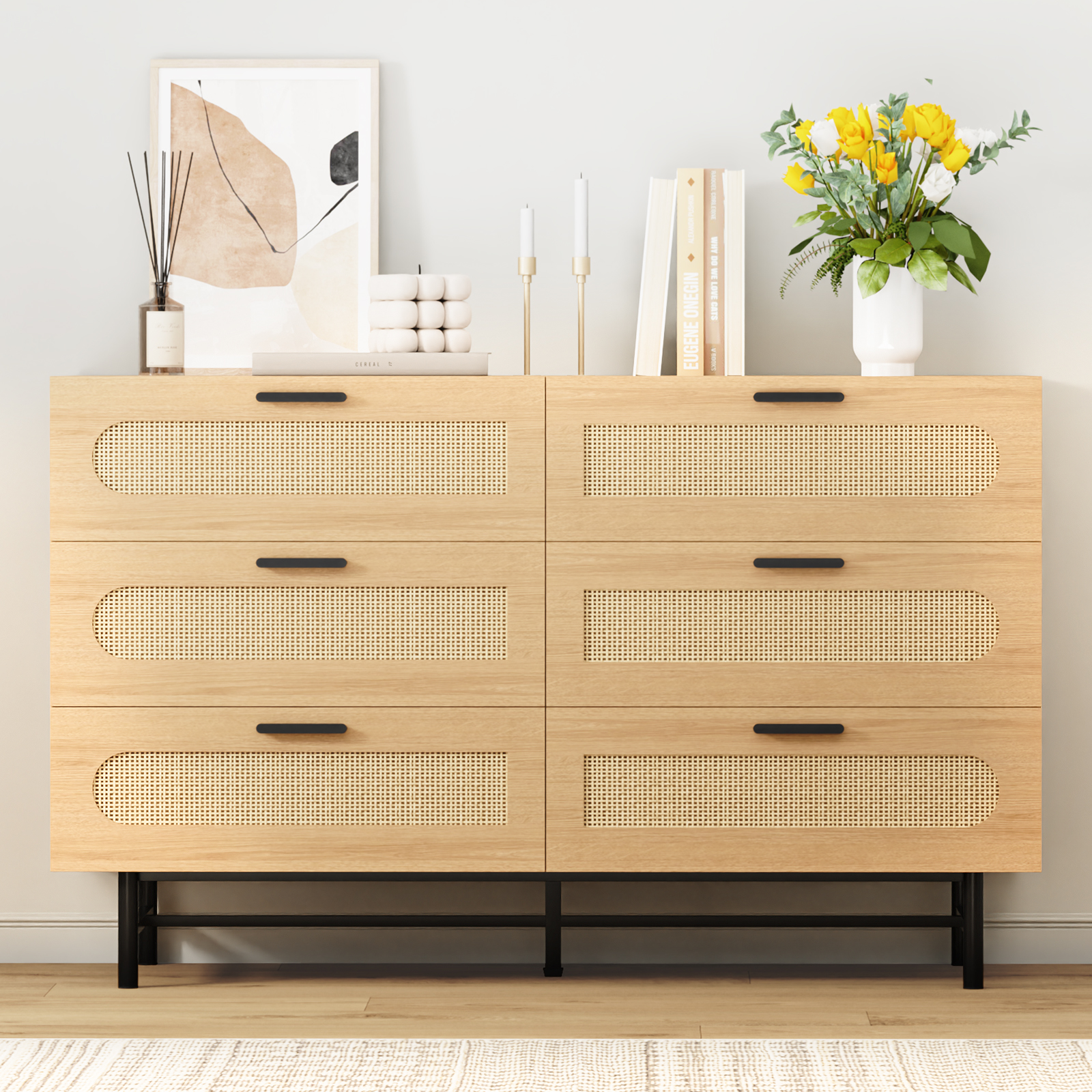 Powell Beelner 6-Dawer Dresser, Natural Cane - Walmart.com
