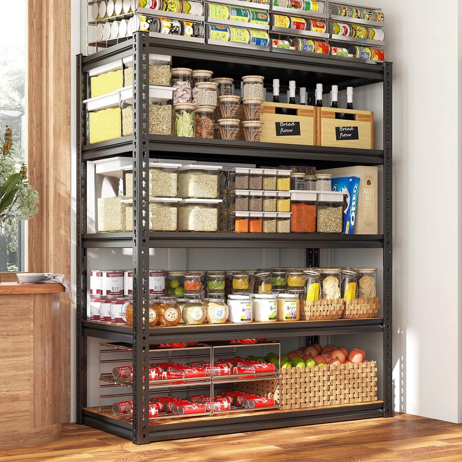 REIBII Garage Shelving Load 2500LBS Wide Storage Shelves Adjustable ...