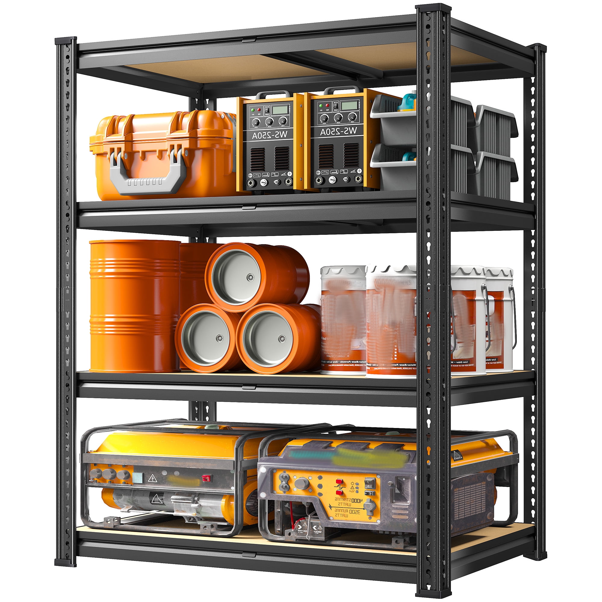 REIBII 4-Shelf Garage Shelving Freestanding Shelves Adjustable Steel ...