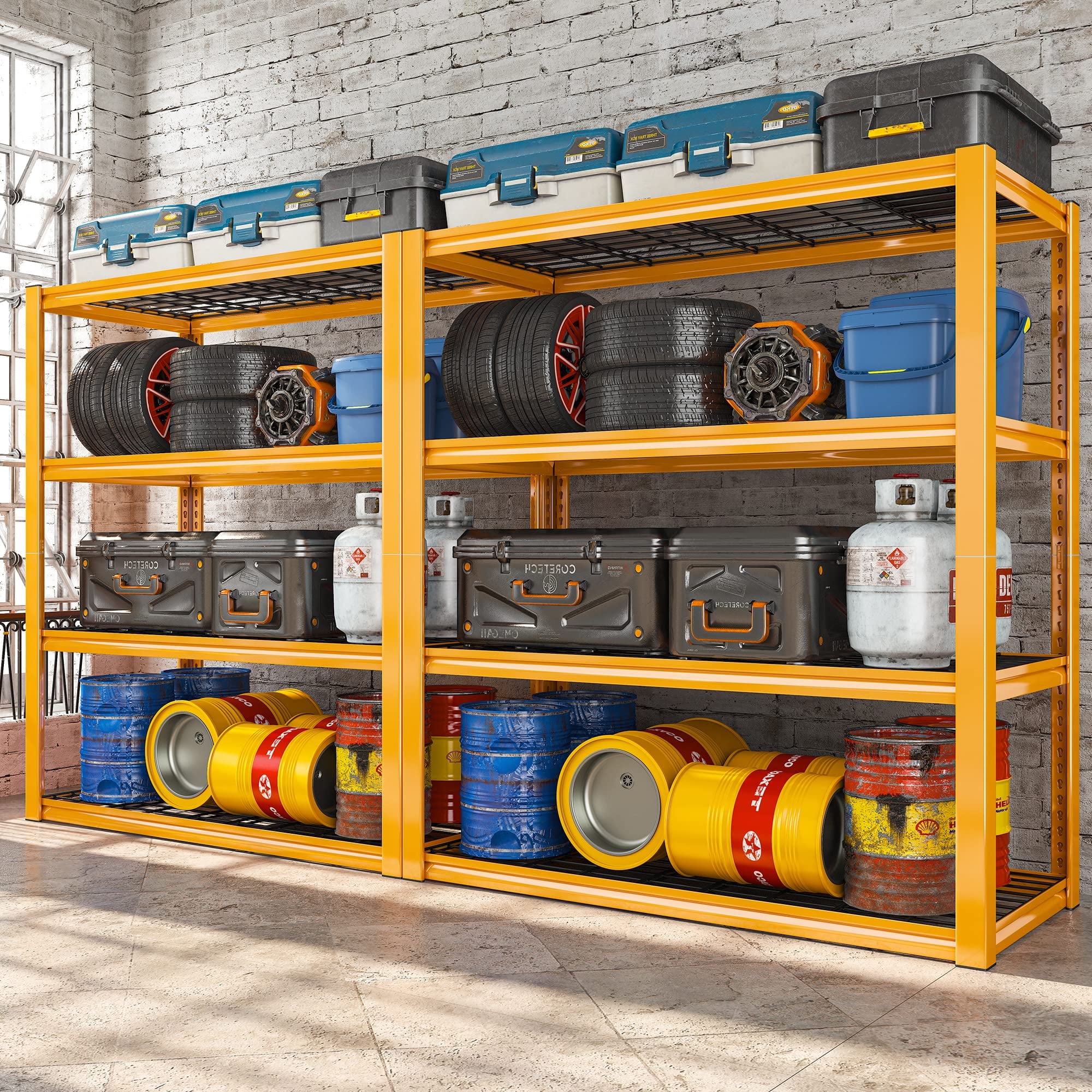 REIBII Large 40" Steel Garage Shelving, Heavy Duty Adjustable Storage ...