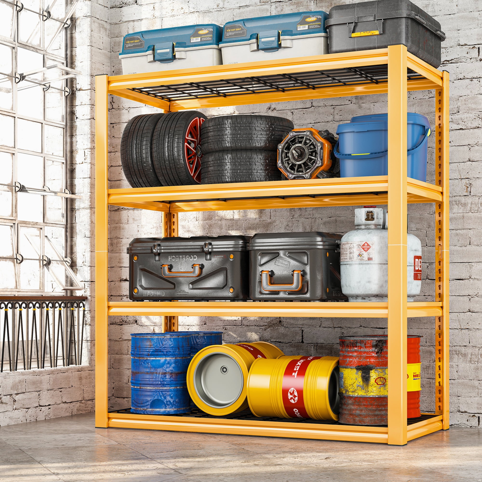 "REIBII 40"" W Large Tier Garage Shelving, Heavy Duty Steel Storage ...