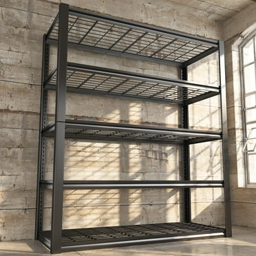 "REIBII 60"" W Heavy Duty Garage Shelving, 3000LBS, Adjustable 5 Tier ...