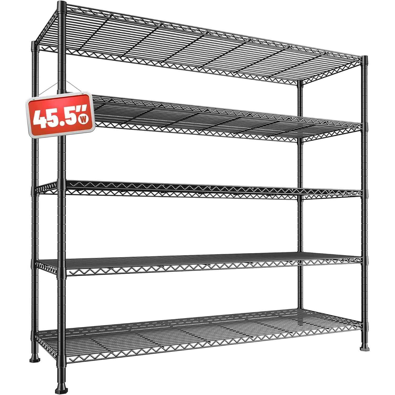 REIBII 45.5''W Storage Shelves 5 Tier Wire Shelving Metal Shelves for ...