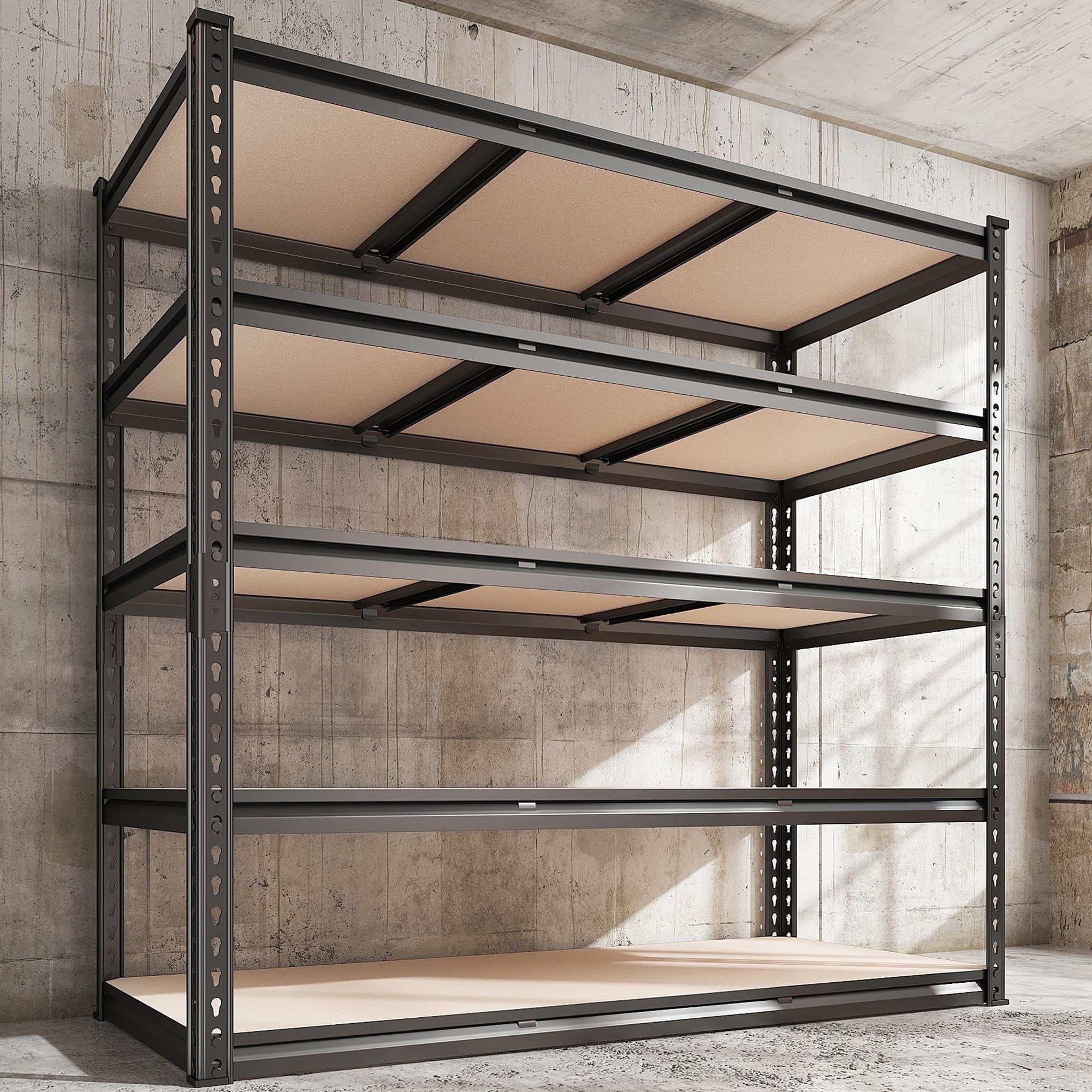 REIBII 48.2"W Garage Storage Shelves 2600LBS Heavy Duty Metal Shelving ...