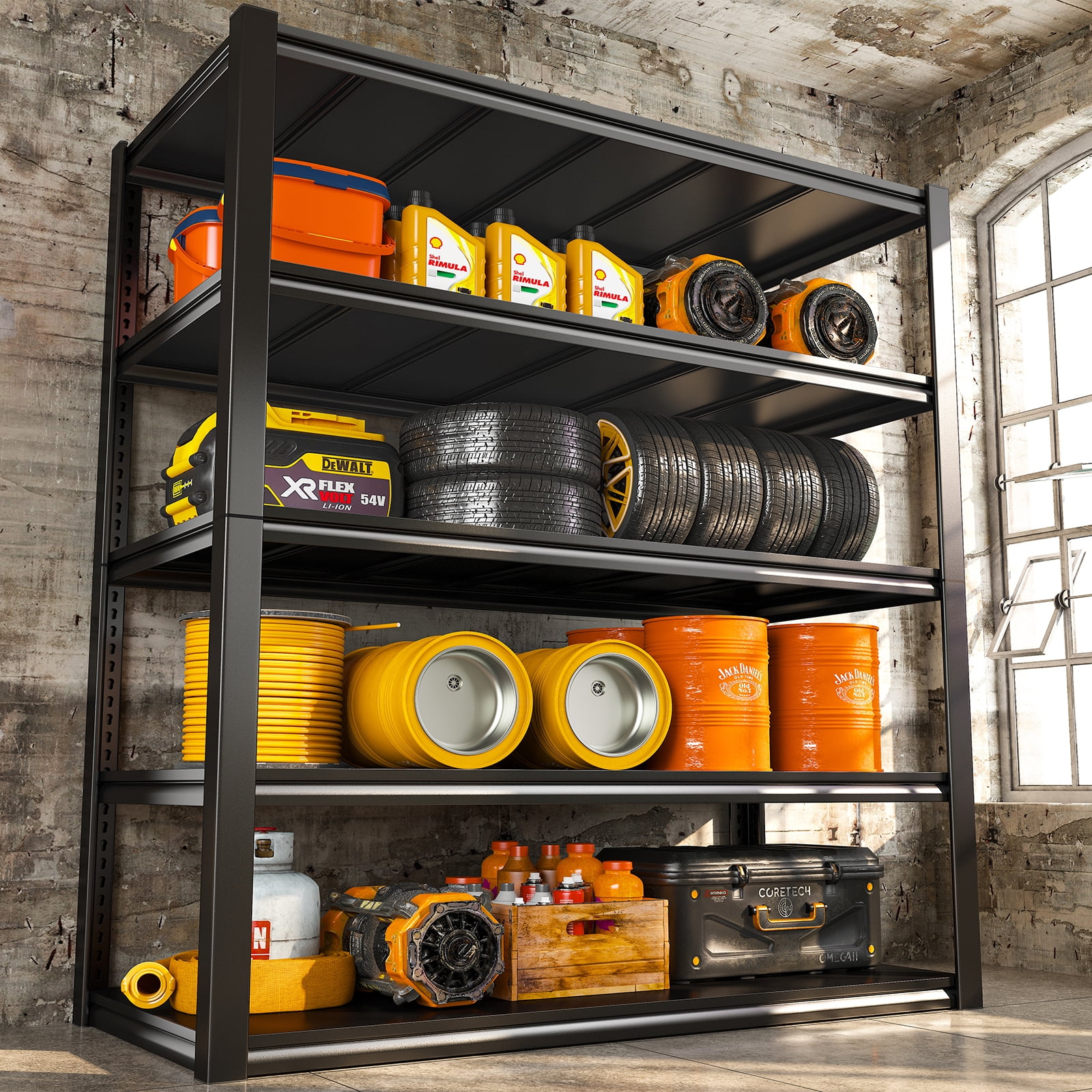 JEGS 81399 4-Tier Shelf Rack, 52in Height, 14.5in Between Shelves ...