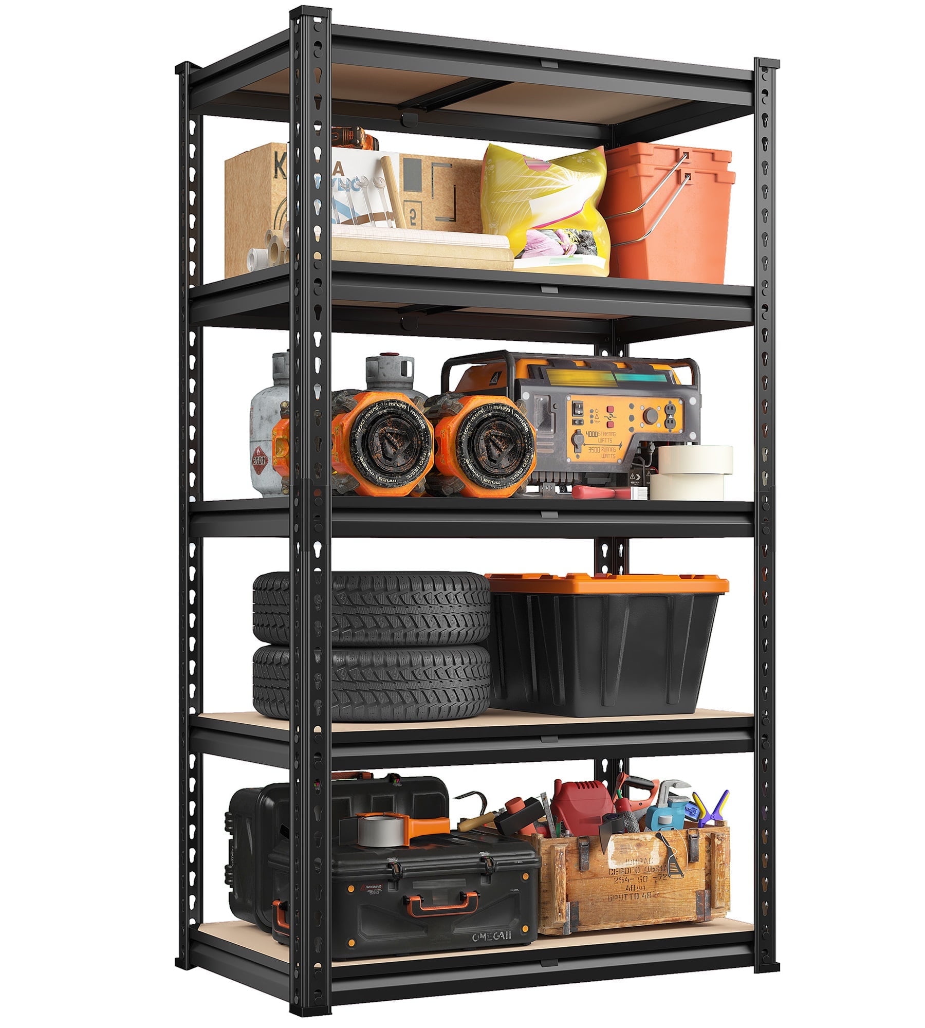 REIBII 5 Tier Garage Shelving Heavy Duty 1800LBS Storage Shelves Units ...