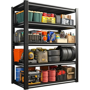 "REIBII 60"" W Heavy Duty Garage Shelving, 3000LBS, Adjustable 5 Tier ...