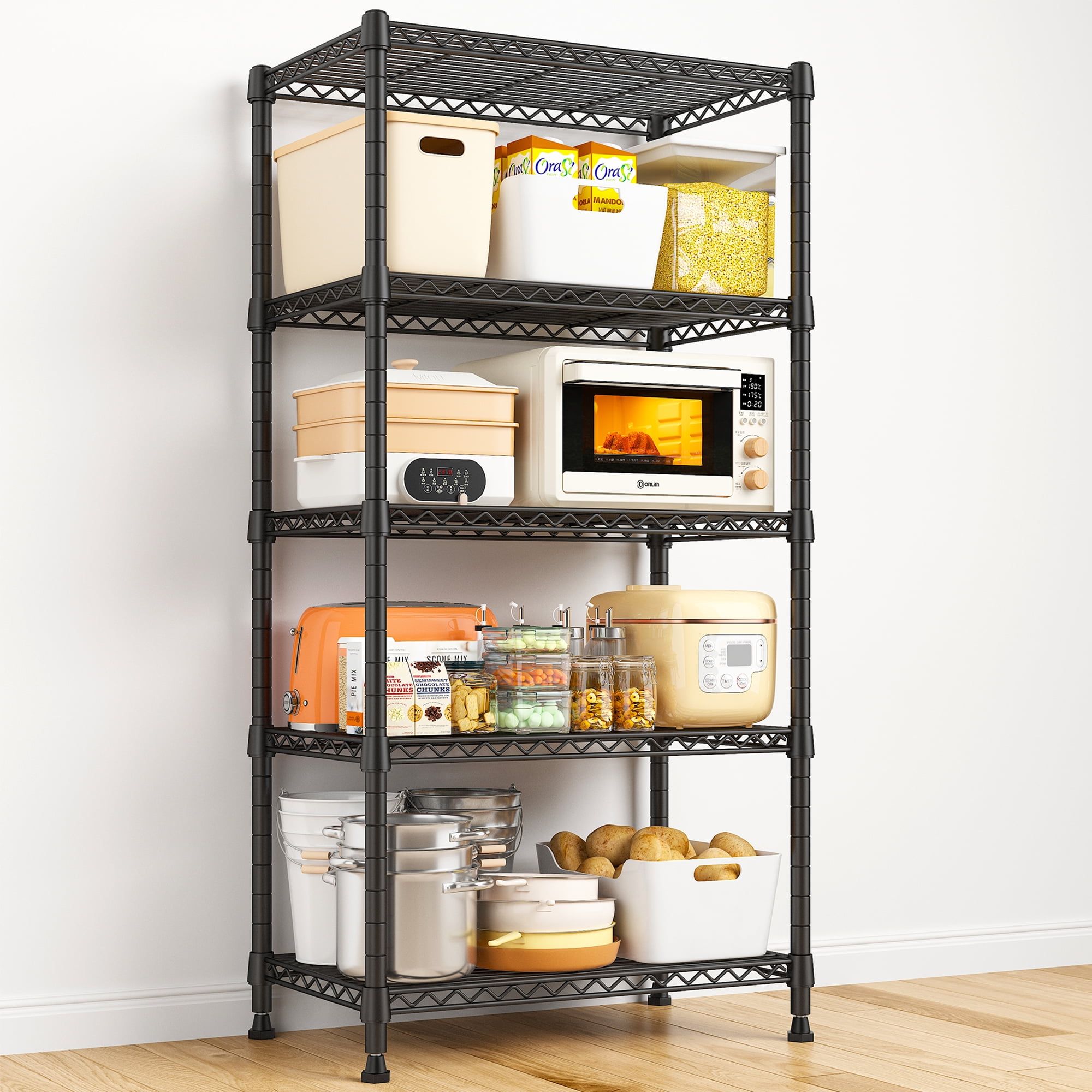 REIBII 5 Tier Wire Shelving Unit Sturdy Metal Storage Shelves ...