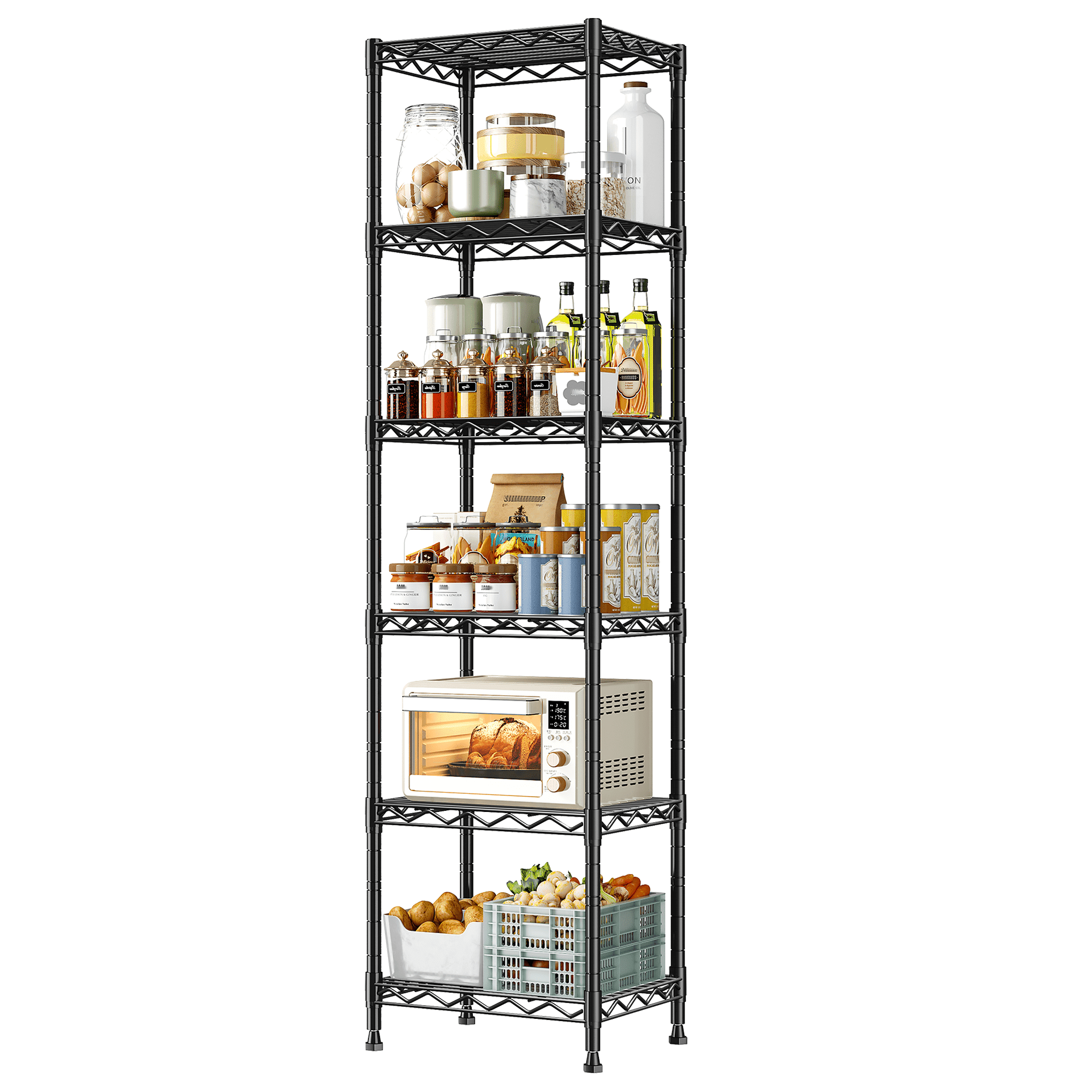 REIBII 6-Tier Wire Shelving Unit,15.8"W x 11.8"D x 63"H Adjustable ...