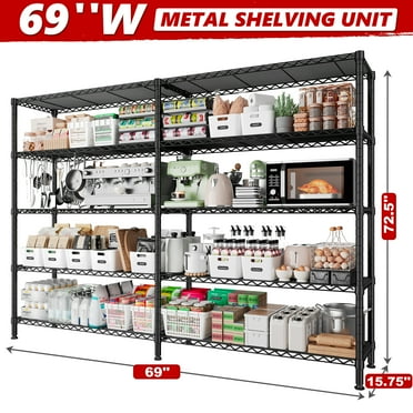 HiiKaa 5 Shelf Adjustable Heavy Duty Storage Shelving Unit,550 lbs per ...