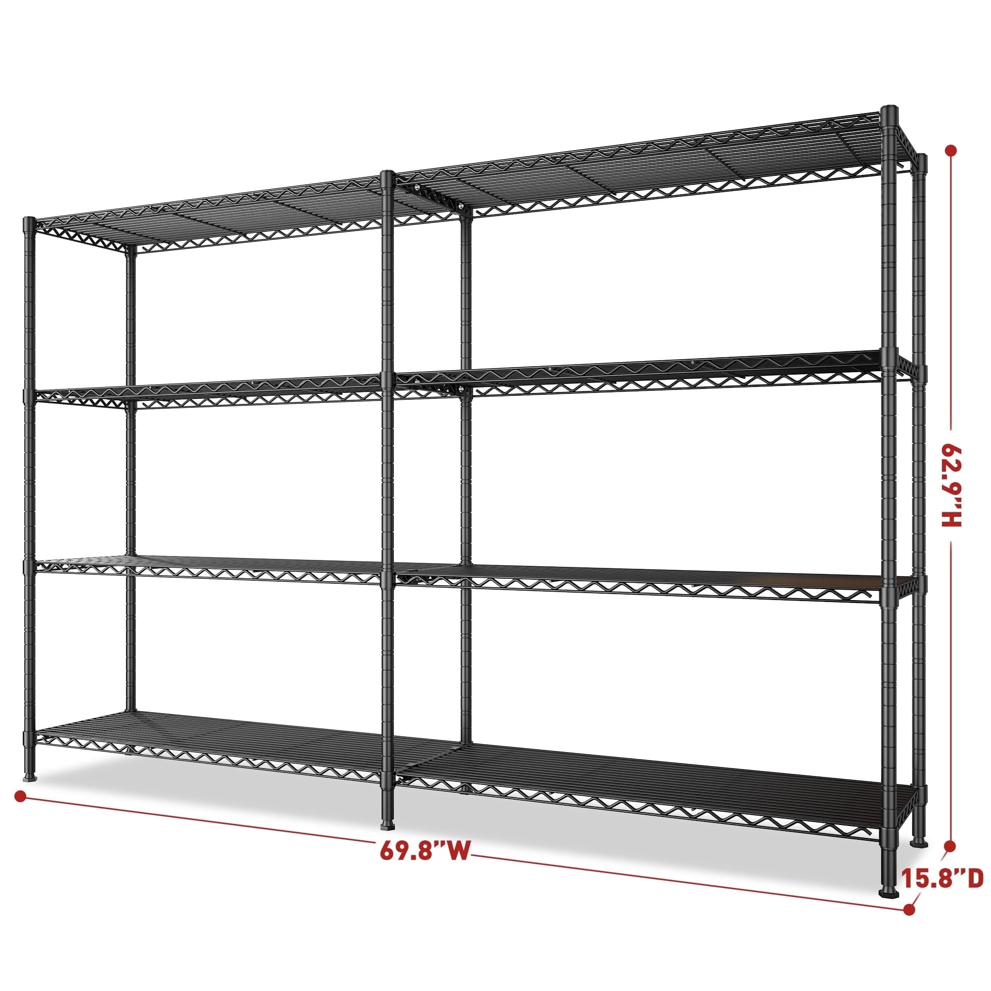 REIBII 69.8" Wide All Metal Storage Shelves for Garage Wire Shelving ...