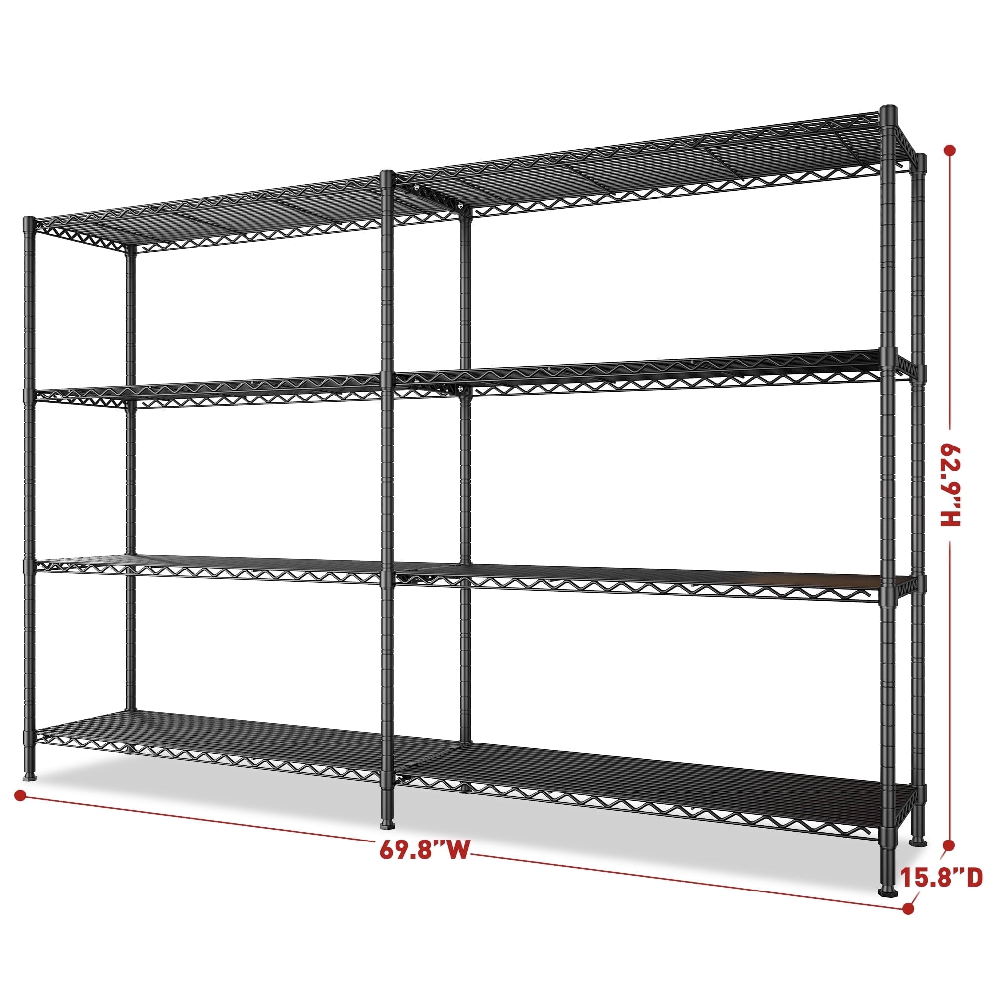 REIBII 69.8" Wide All Metal Storage Shelves for Garage Wire Shelving ...