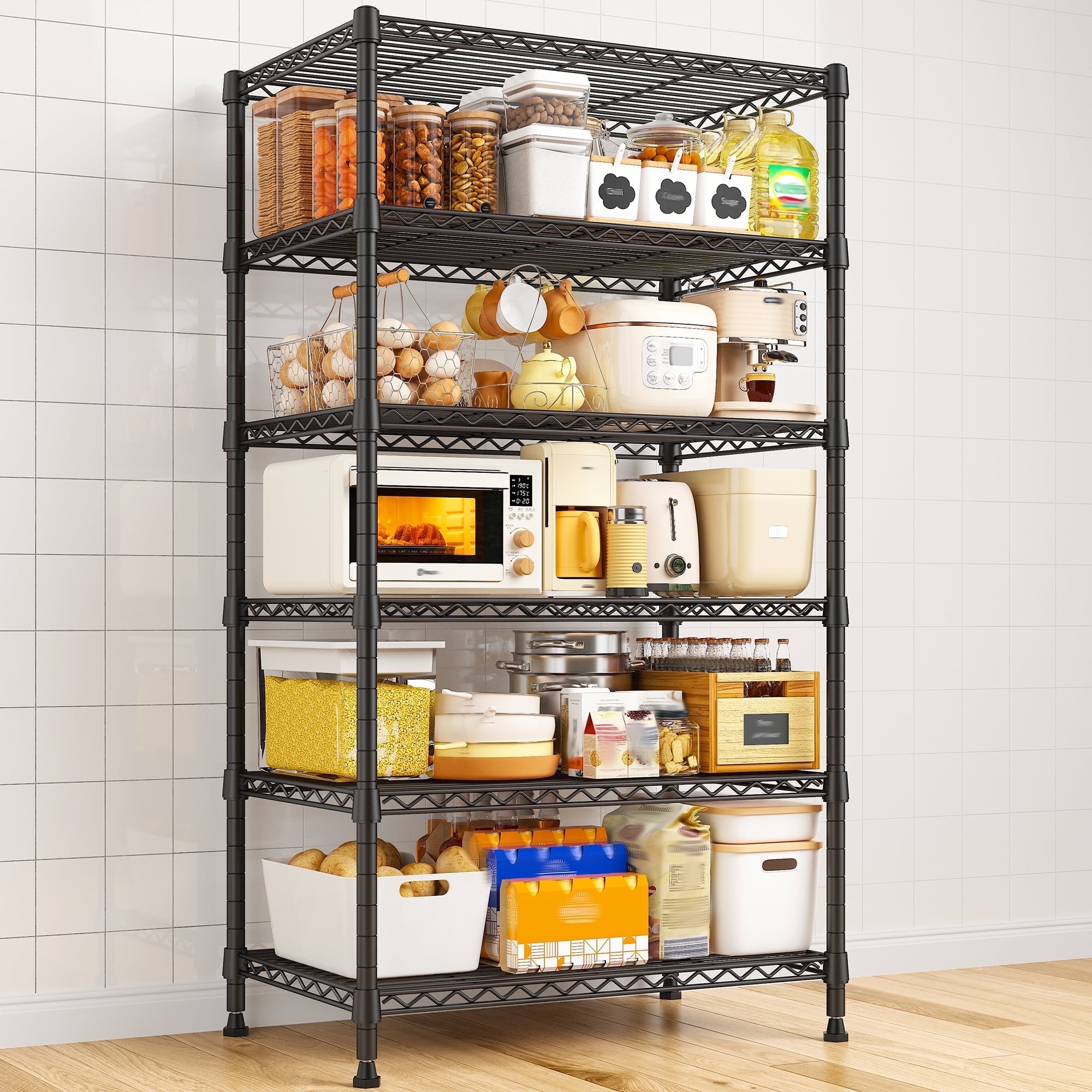 REIBII 70"H 6 Tier Shelf Metal Shelving Storage Shelves Adjustabl Wire ...