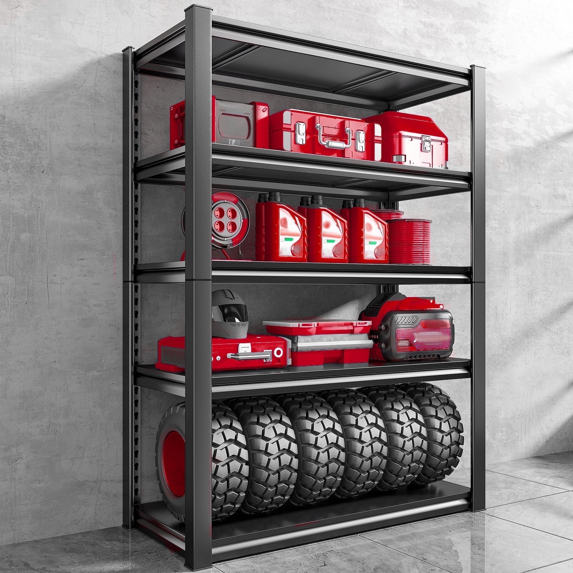 REIBII 72"H Garage Shelves Unit Heavy Duty 5 Tier Metal Shelving ...