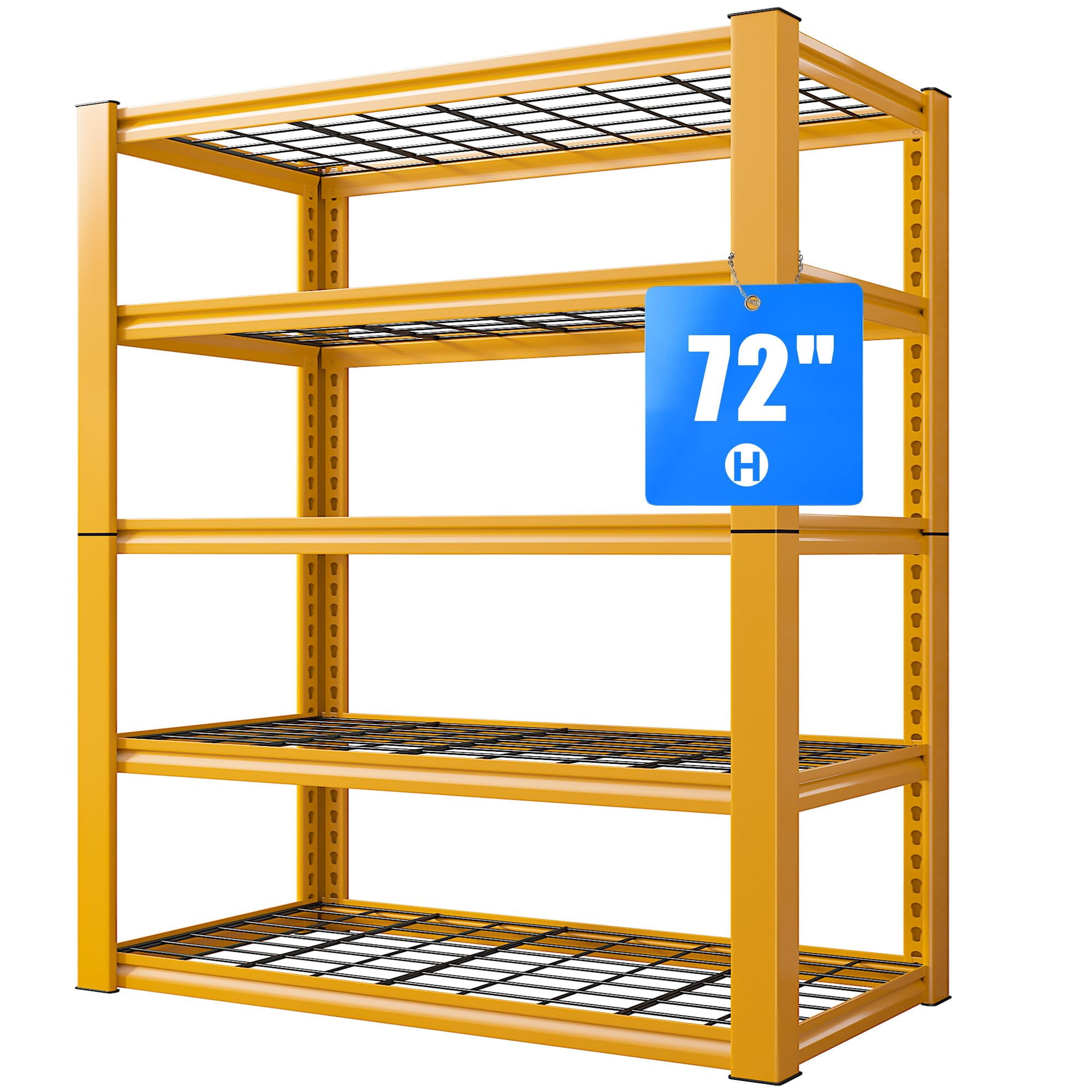 "REIBII 72"" H Heavy Duty Garage Shelving, 2000LBS, 5-Tier Adjustable ...