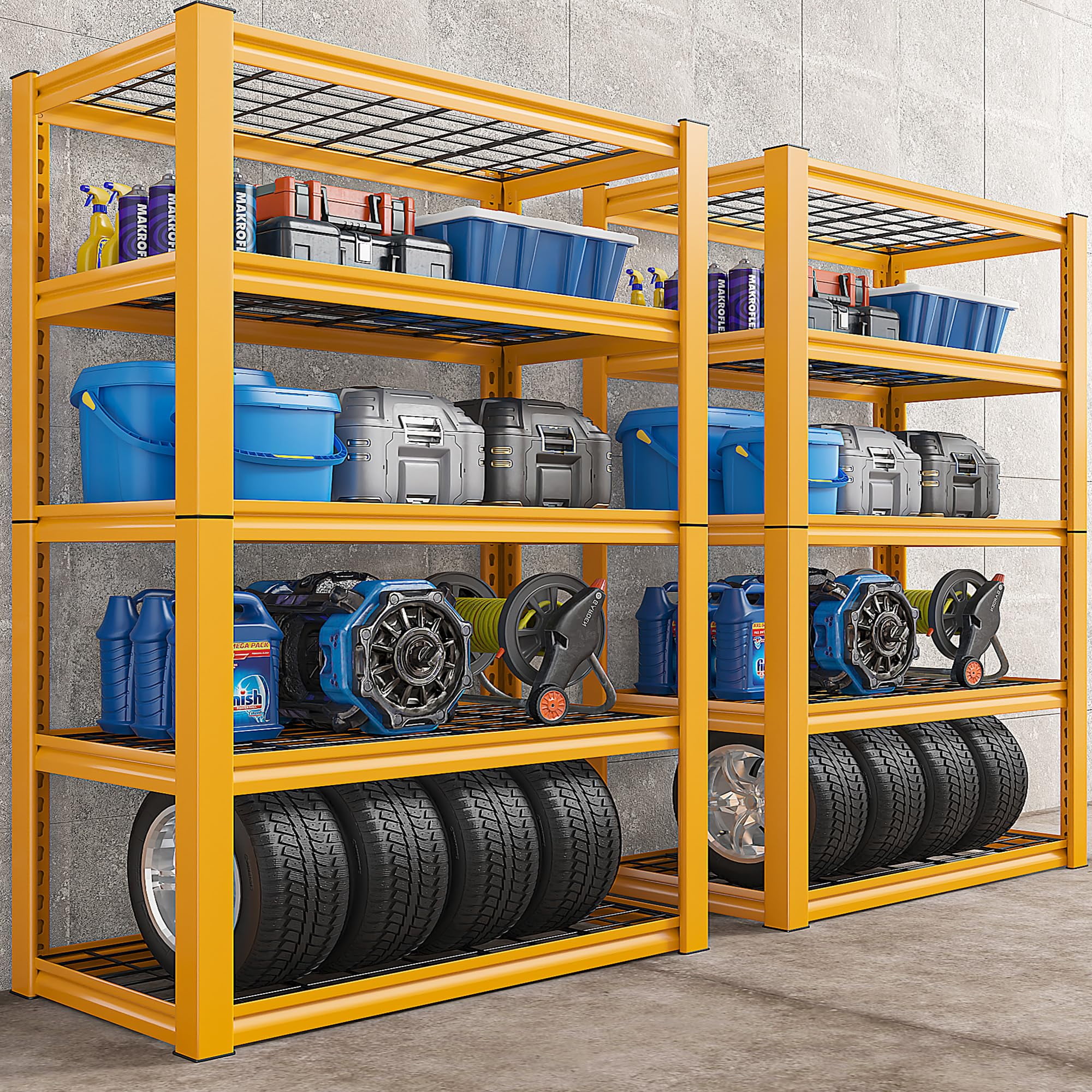 REIBII 72" H Garage Shelving Heavy Duty 5-Tier Storage Shelves Metal ...