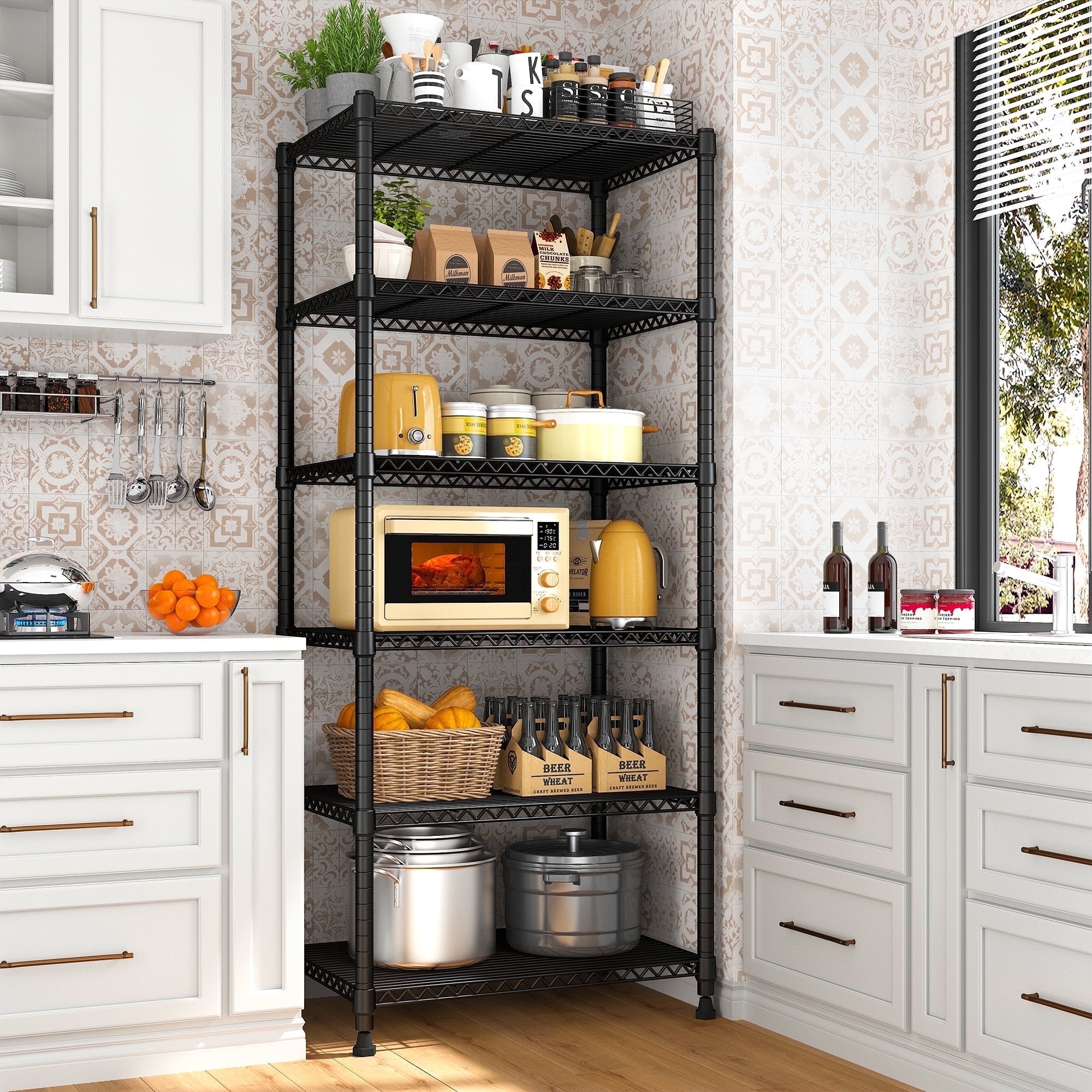 REIBII 72"H Wire Shelving 6-Tier Storage Shelves Metal Storage Rack for ...