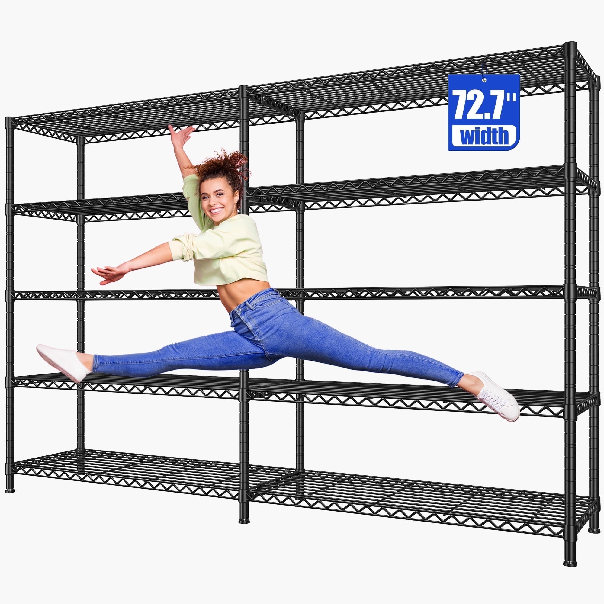 REIBII 72" W Storage Shelves 70" H Wire Shelving 5 Tier Kitchen Shelf ...