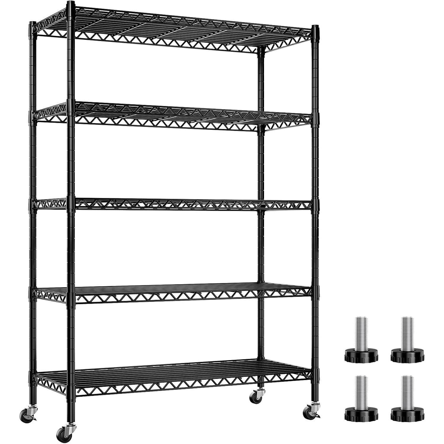 REIBII 73''H Storage Shelves 1780LBS Wire Shelving Unit with Wheels 5 ...