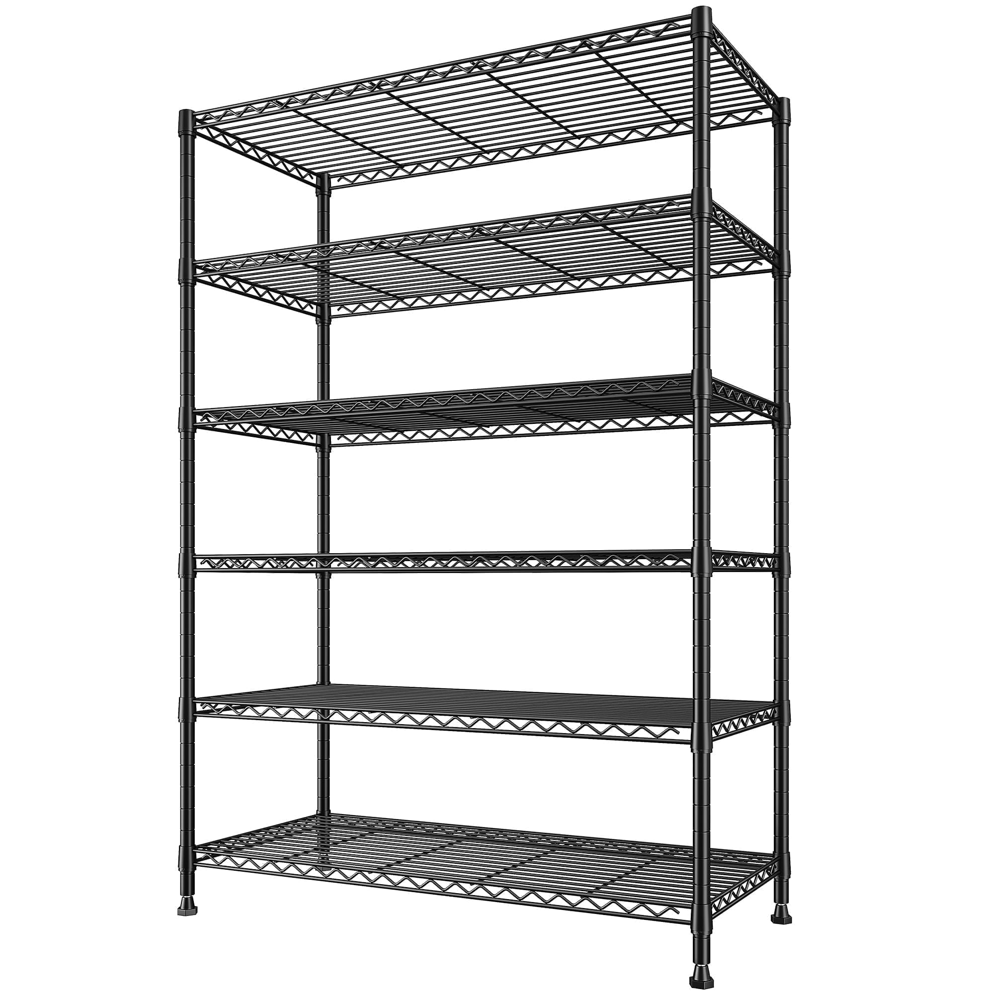 REIBII 75"H Wire Shelving Units Adjustable Steel Shelves 6 Tier Pantry ...
