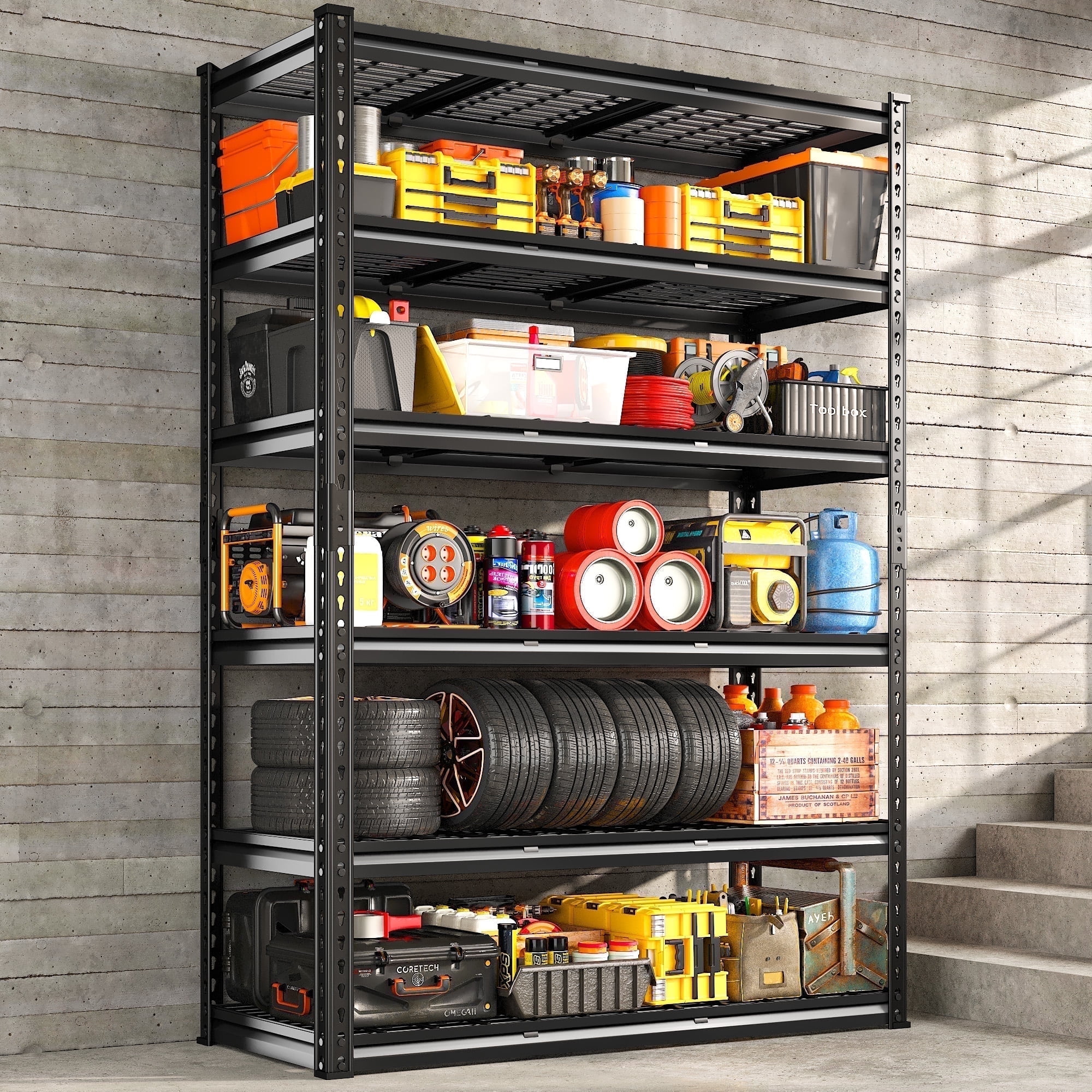 REIBII 78"H 6-Tier Storage Shelves for Garage Wire Shelving Units ...