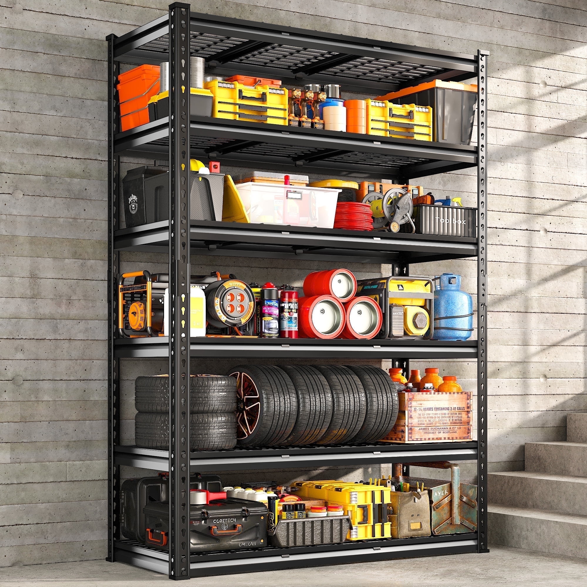 REIBII 78"H 6-Tier Storage Shelves for Garage Wire Shelving Units ...