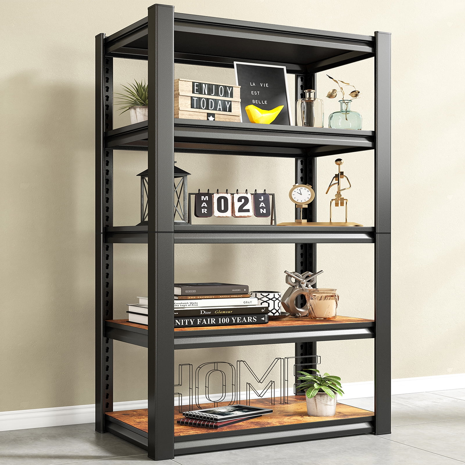 REIBII Grage Shelves Unit Adjustable 5 Tier Storage Shelves for Kitchen ...