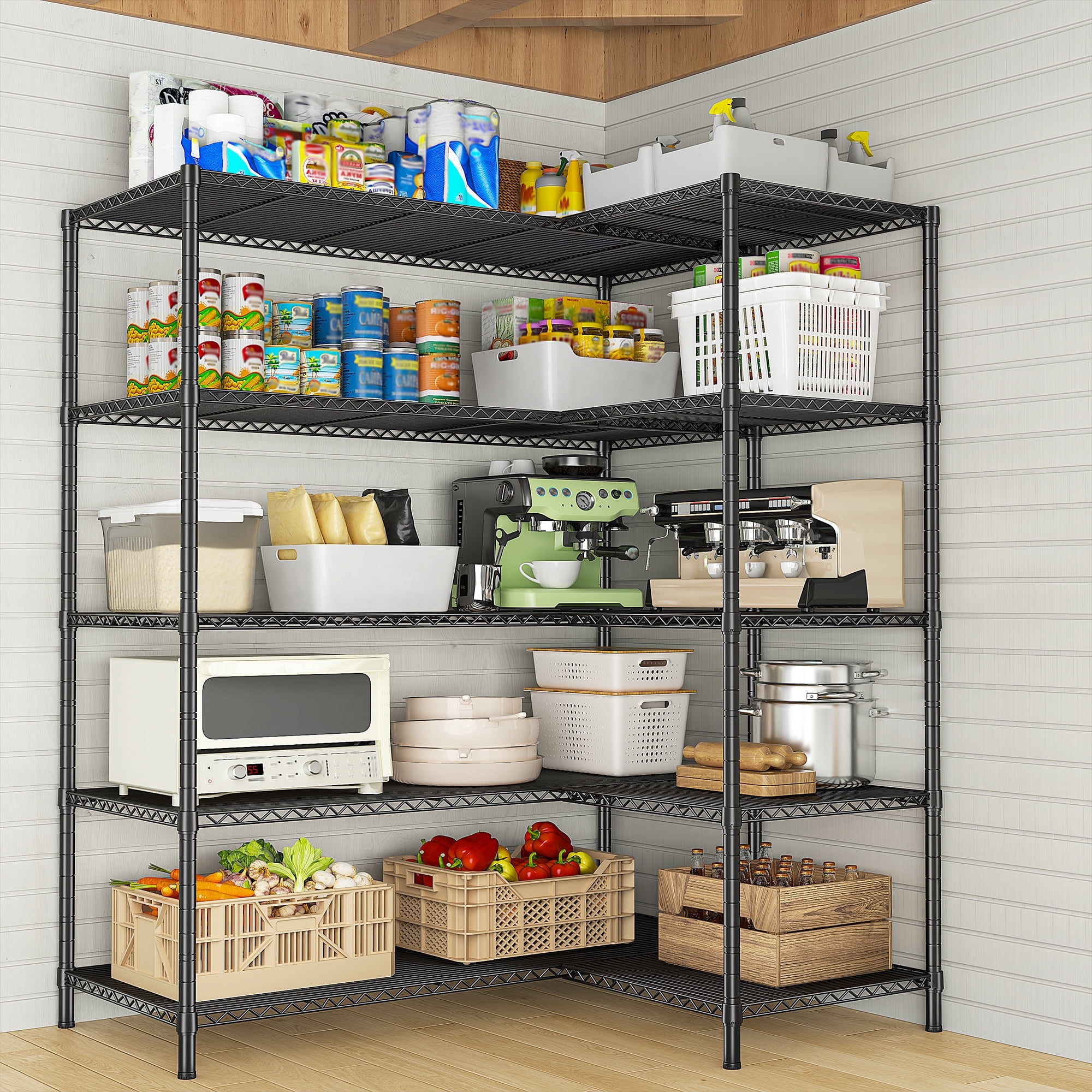 Wire Kitchen Shelving LUXSUITE Adjustable Heavy Duty Metal 4 Shelf