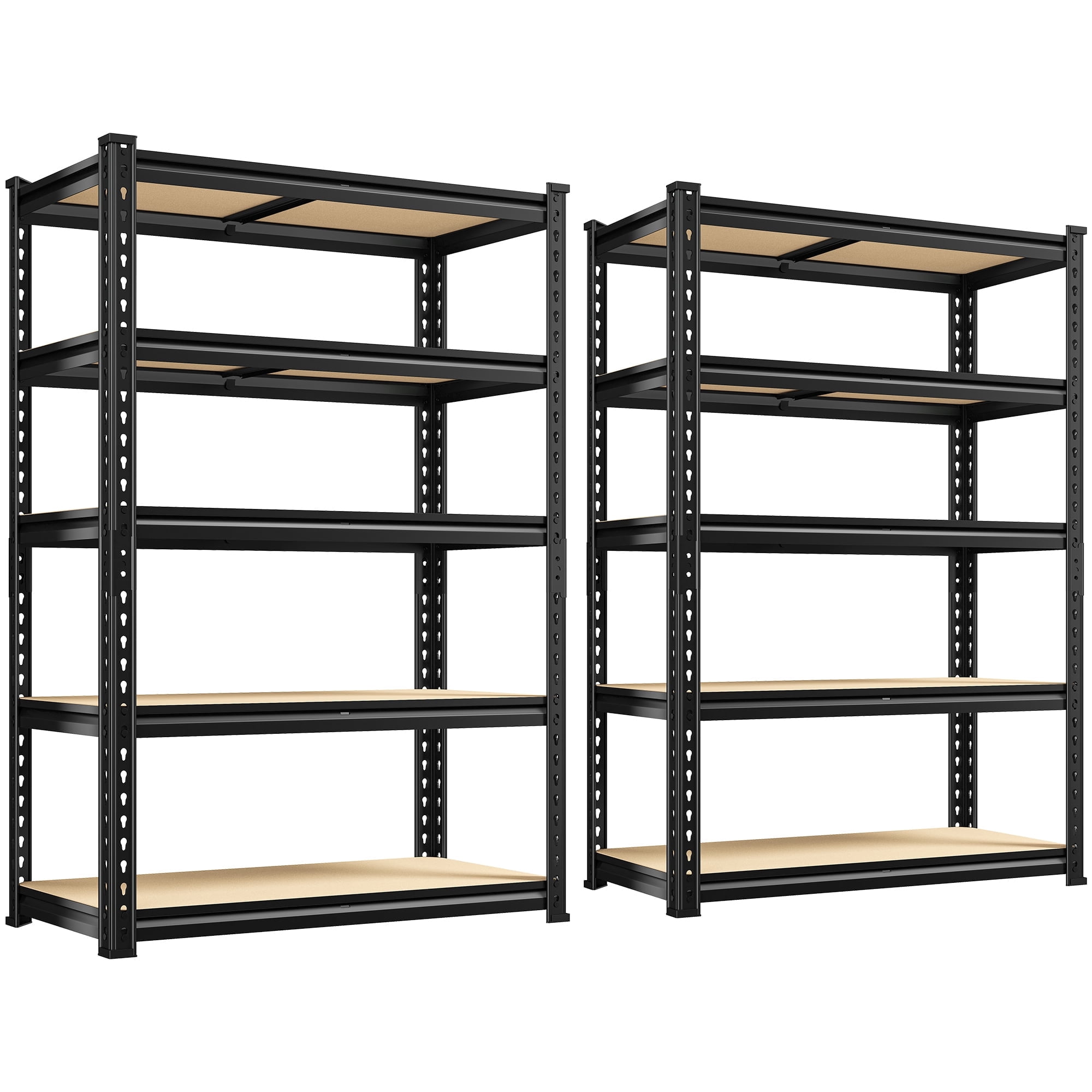 REIBII Set of 2 Storage Shelves Units 5 Tier Adjustable Garage Shelving ...