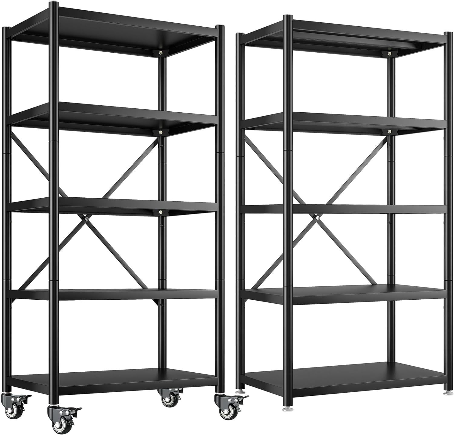 REIBII Storage Shelves for Storage with Wheels 1160LBS Heavy Duty Metal ...