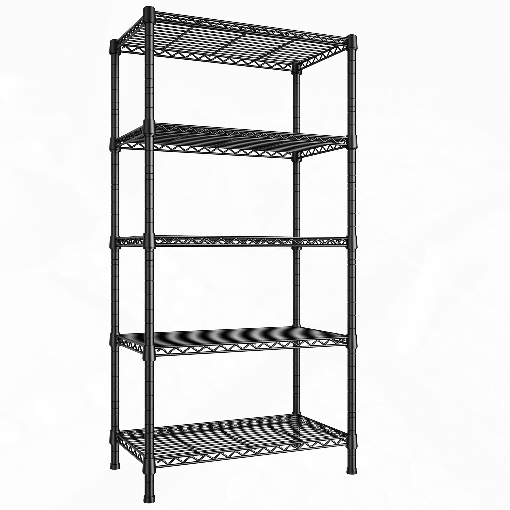 REIBII 5-Tier Heavy Duty Steel Shelf - Wire Shelving Rack, Adjustable ...