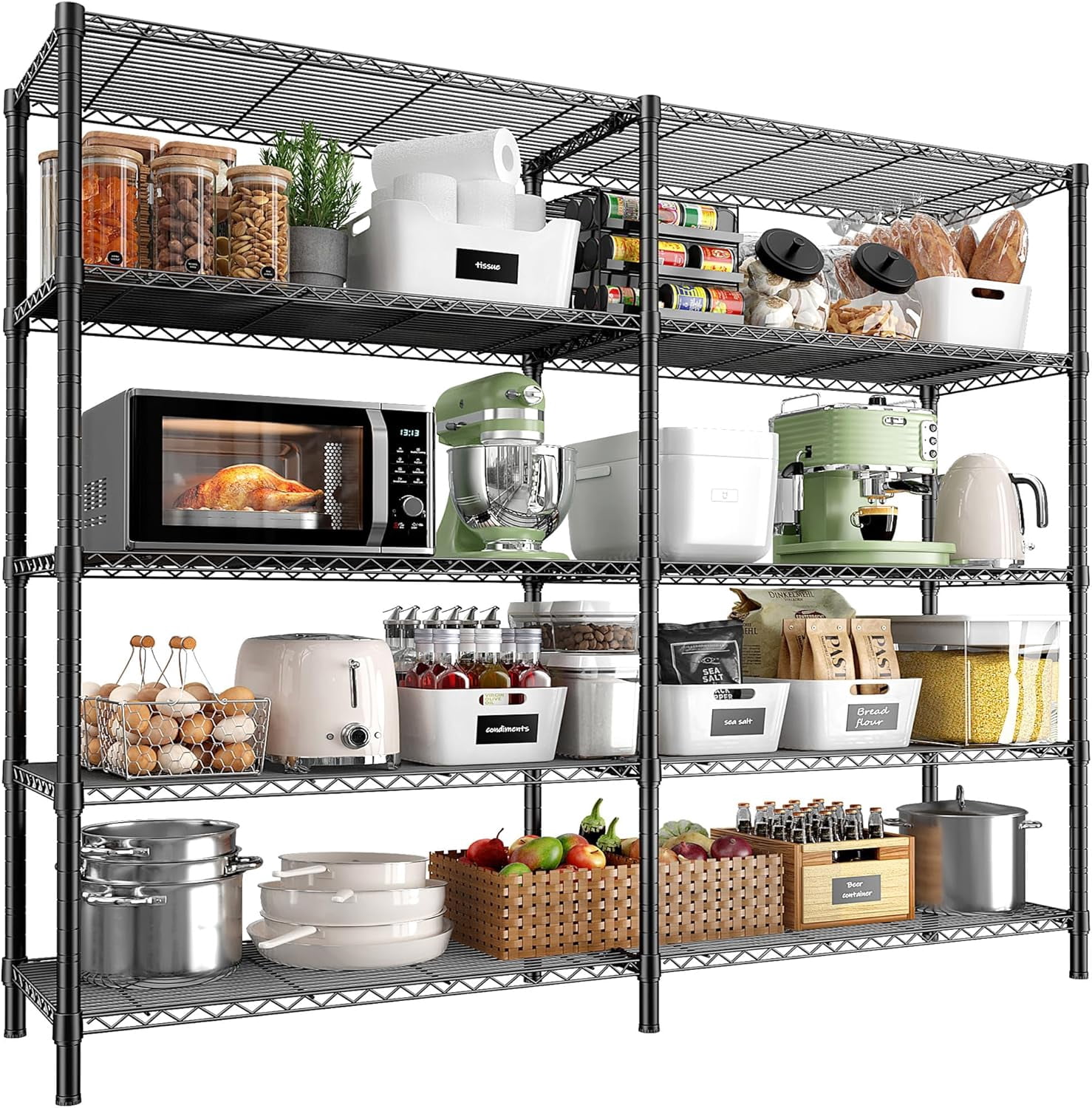 REIBII1450LBS Metal Shelving Unit Storage Shelves 5 Tier Wire Shelving ...