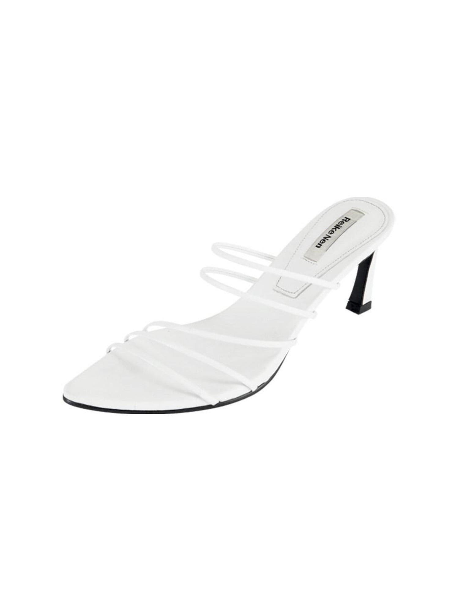 REIKE NEN Womens White Strappy Padded Pointed Toe Sculpted Heel Slip On ...