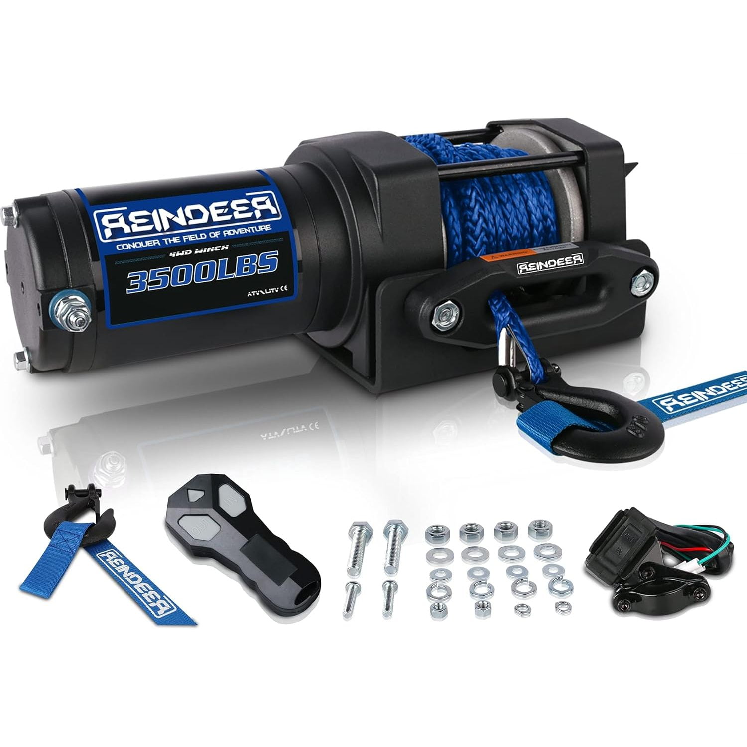 REINDEER New 12V Winch 3500 lb Load Capacity Electric Winch Kit ...