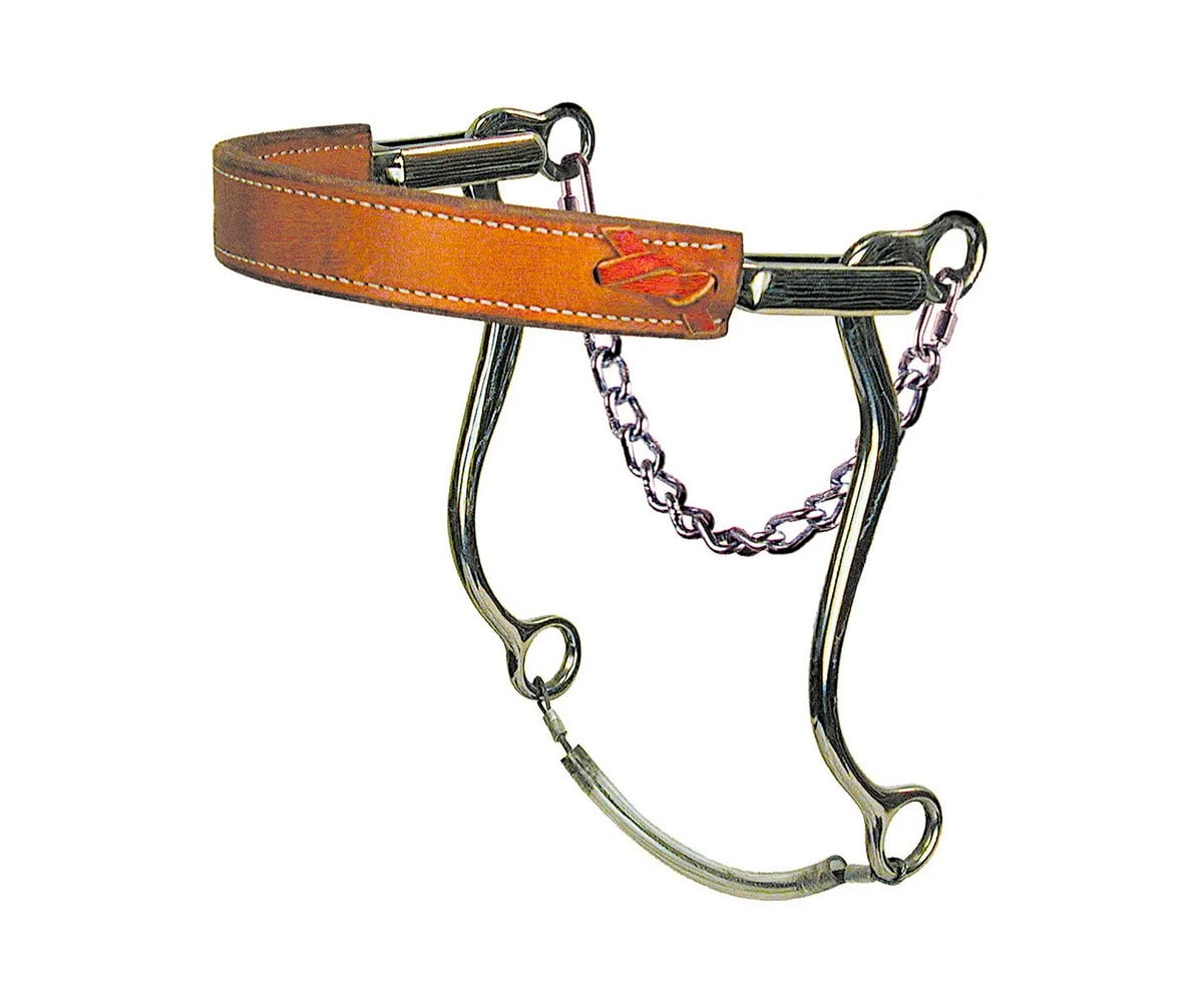 REINSMAN Mechanical Hackamore Stage C Bit With Flat Leather Nose & 8 ...
