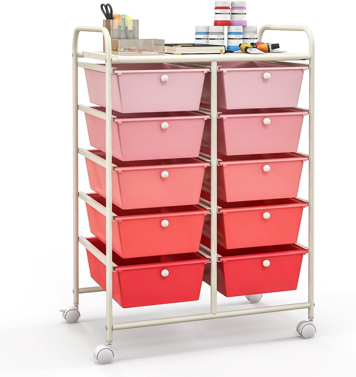 REKHH 10 Drawers Rolling Cart, Classroom Organizers, Storage Cart with ...