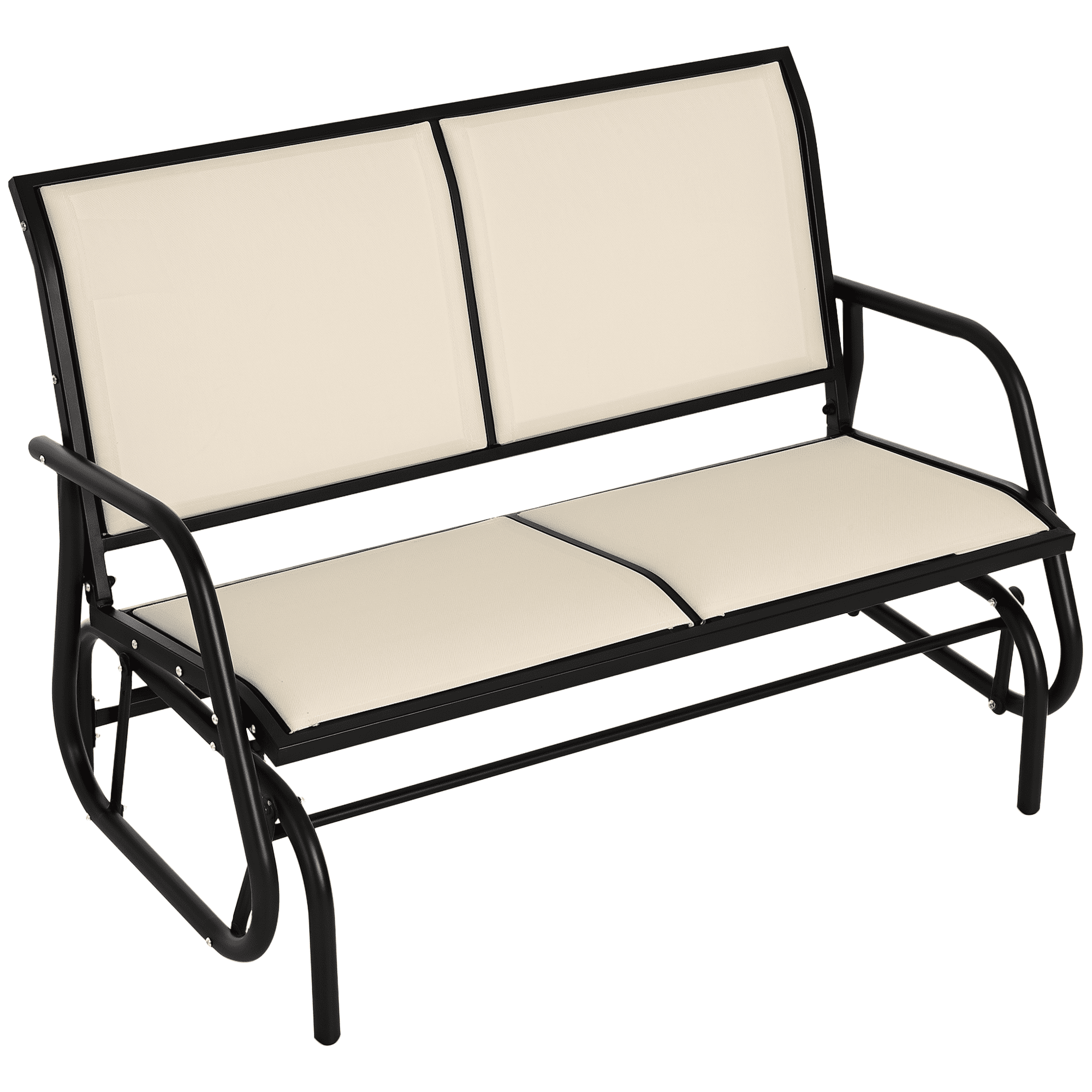 REKHH 2-Person Outdoor Glider Bench, Patio Double Swing Rocking Chair Loveseat w/Powder Coated ...