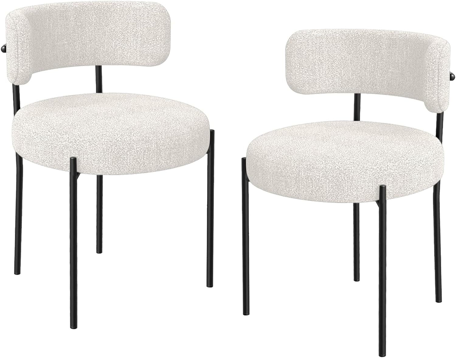 REKHH 2 Set, Boucle Fabric Dining Chairs - Mid-Century Modern ...