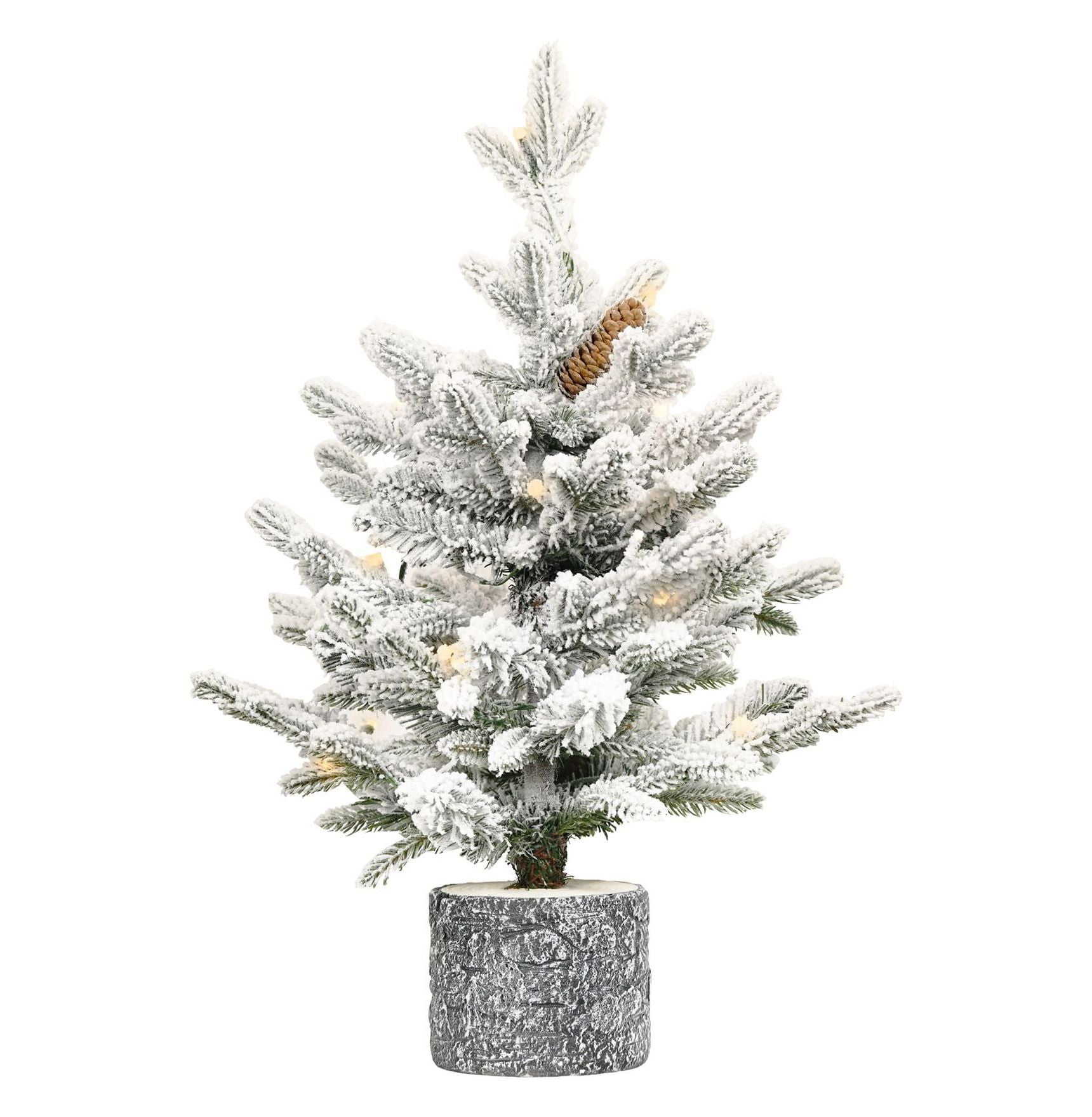 REKHH 2ft Flocked PE/PVC Decorated Tabletop Christmas Tree, Mini Pine ...