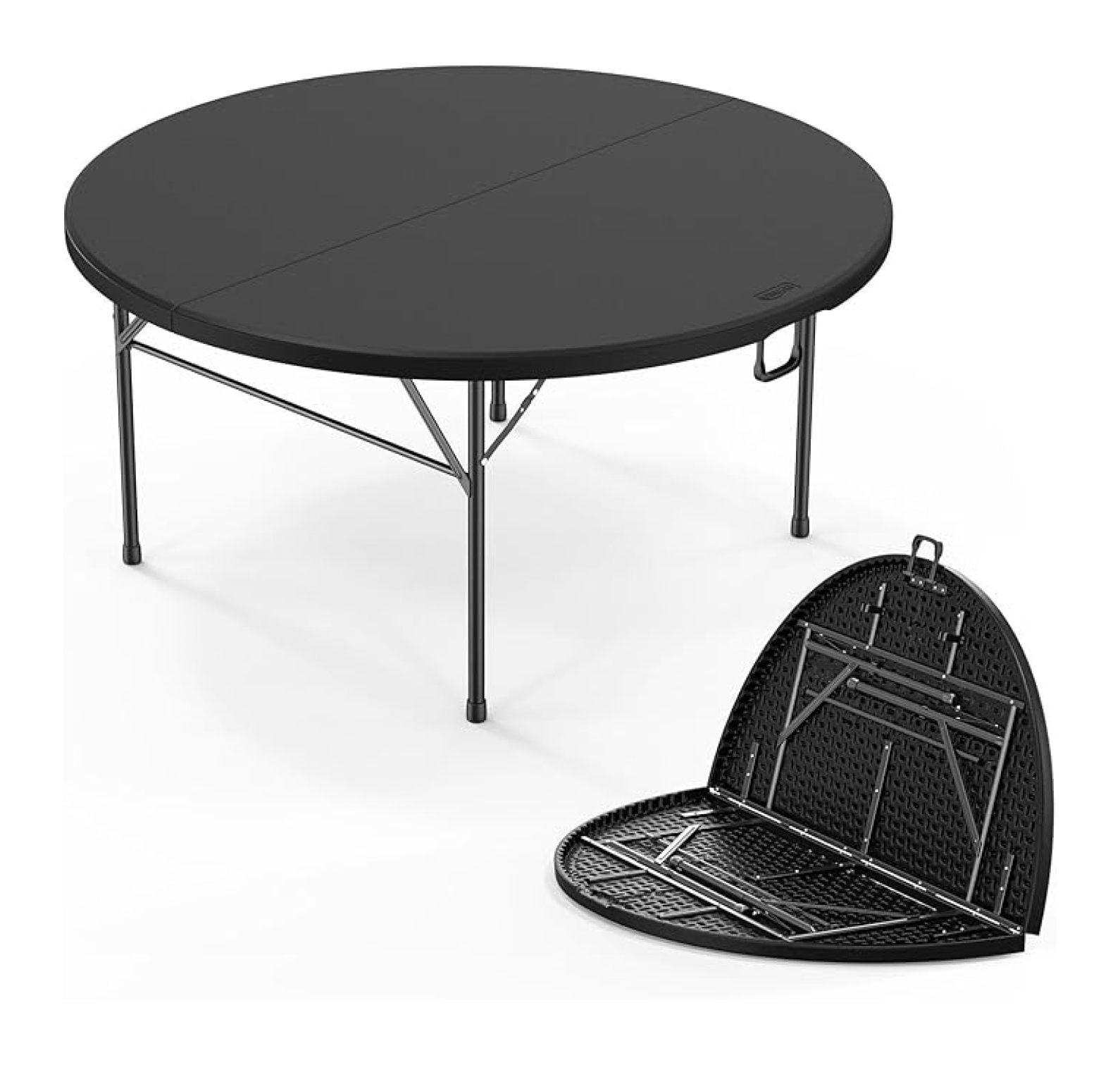 REKHH 5 FT Black Round Bi-Folding Commercial Table, 60 inch Portable ...