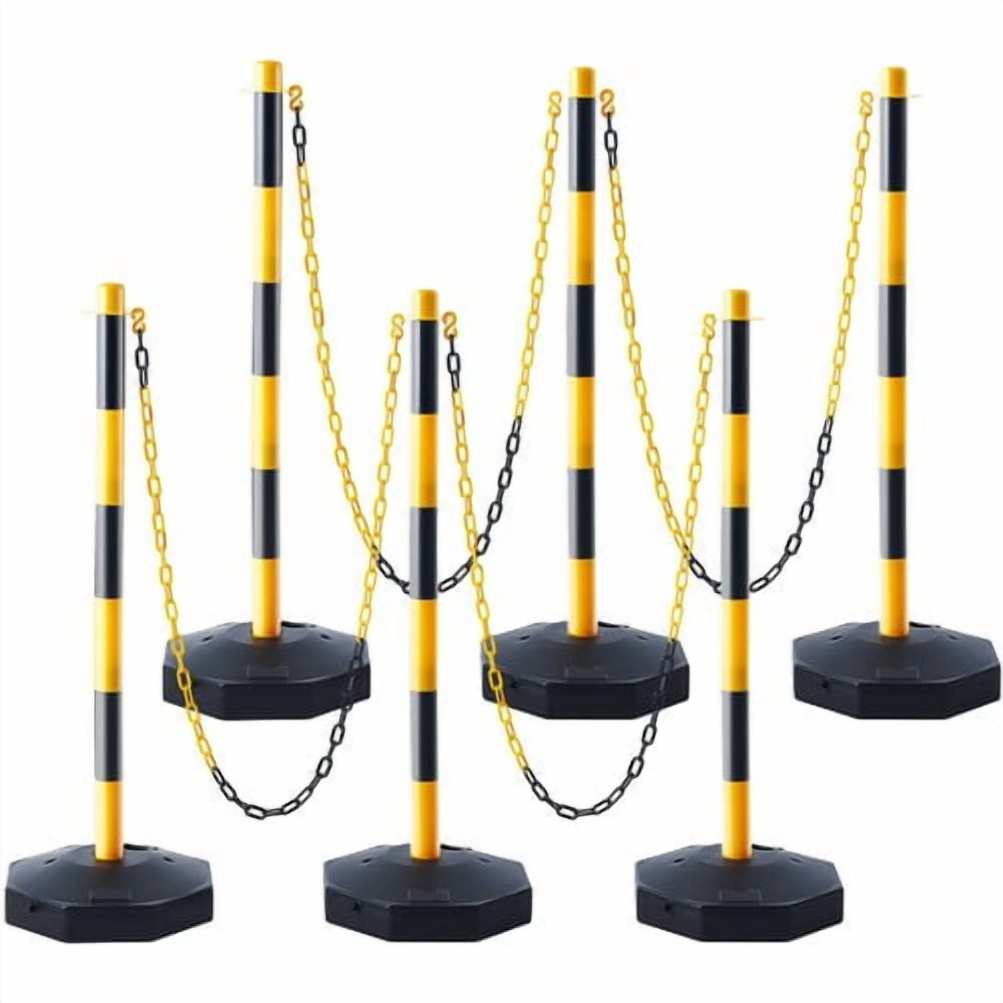 REKHH 6PCs Traffic Delineator Posts, with Fillable Base 8FT Chain ...