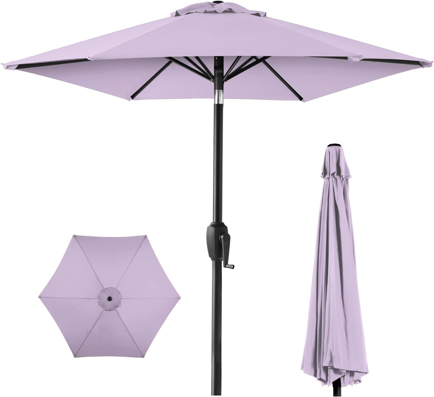 REKHH 7.5ft Heavy-Duty Round Outdoor Market Table Patio Umbrella w ...