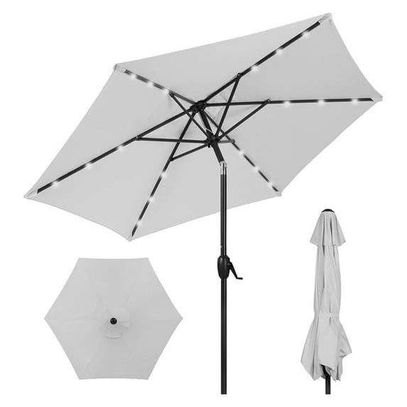 REKHH 7.5ft Outdoor Solar Market Table Patio Umbrella for Deck, Pool w ...