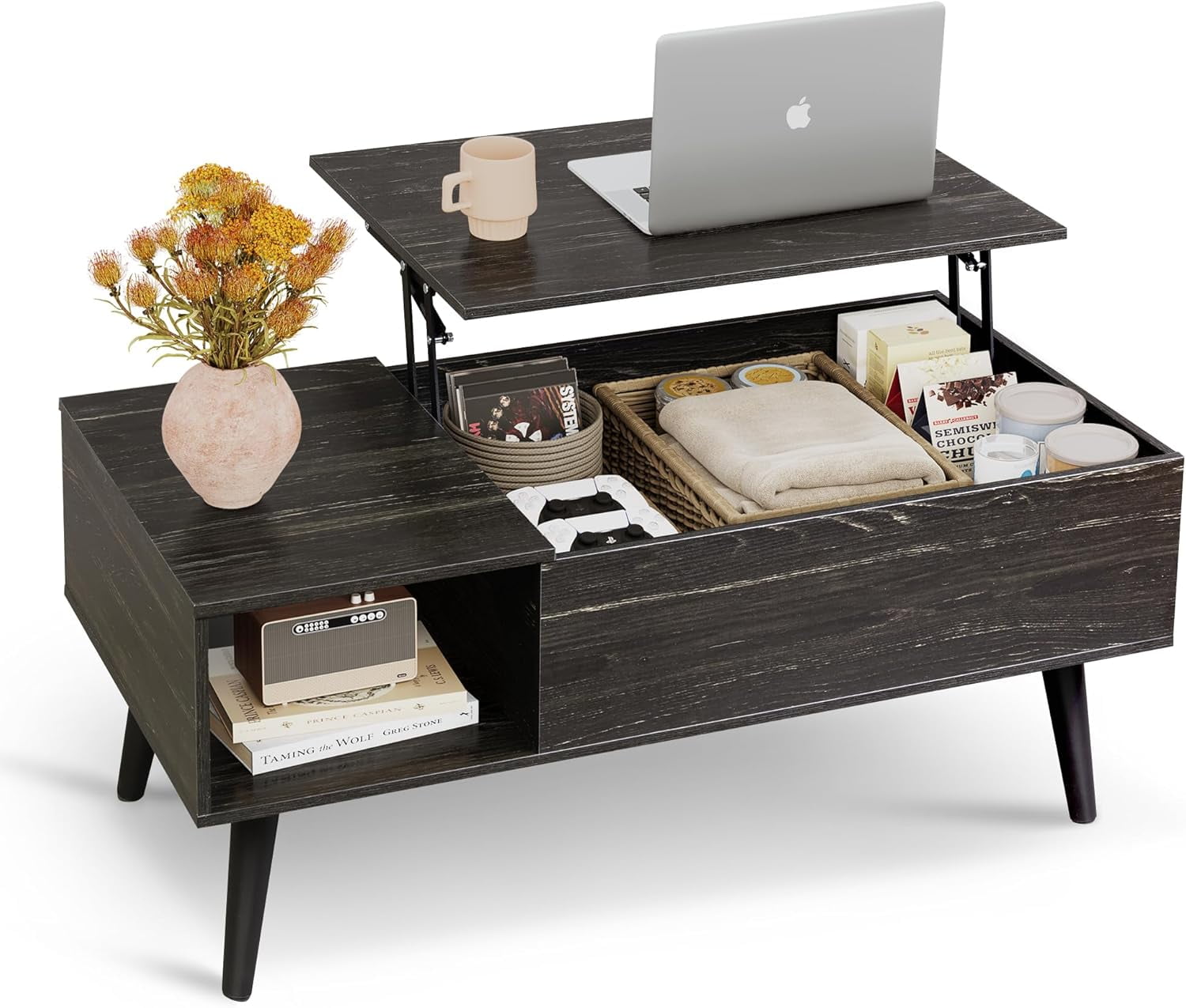 REKHH Coffee Table, 39" Lift Top Coffee Table with Hidden Compartment ...