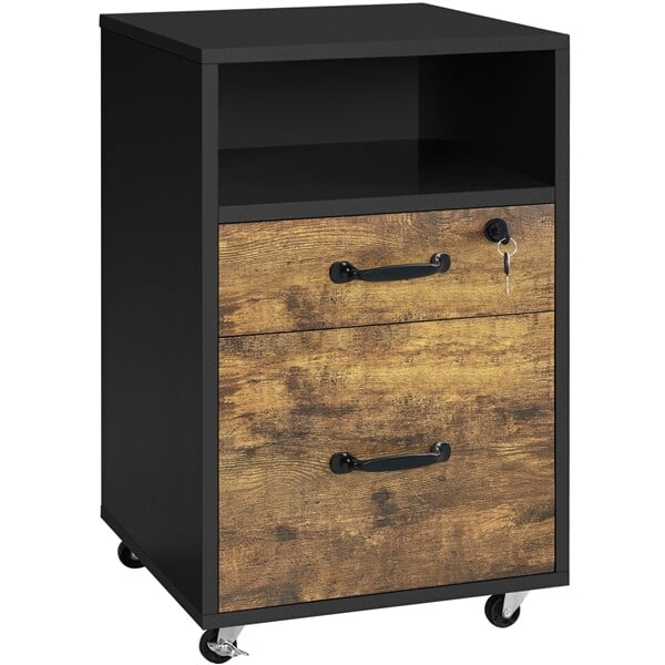 REKHH File Cabinet, Under Desk Vertical Cabinet With 2 Drawers and Open ...