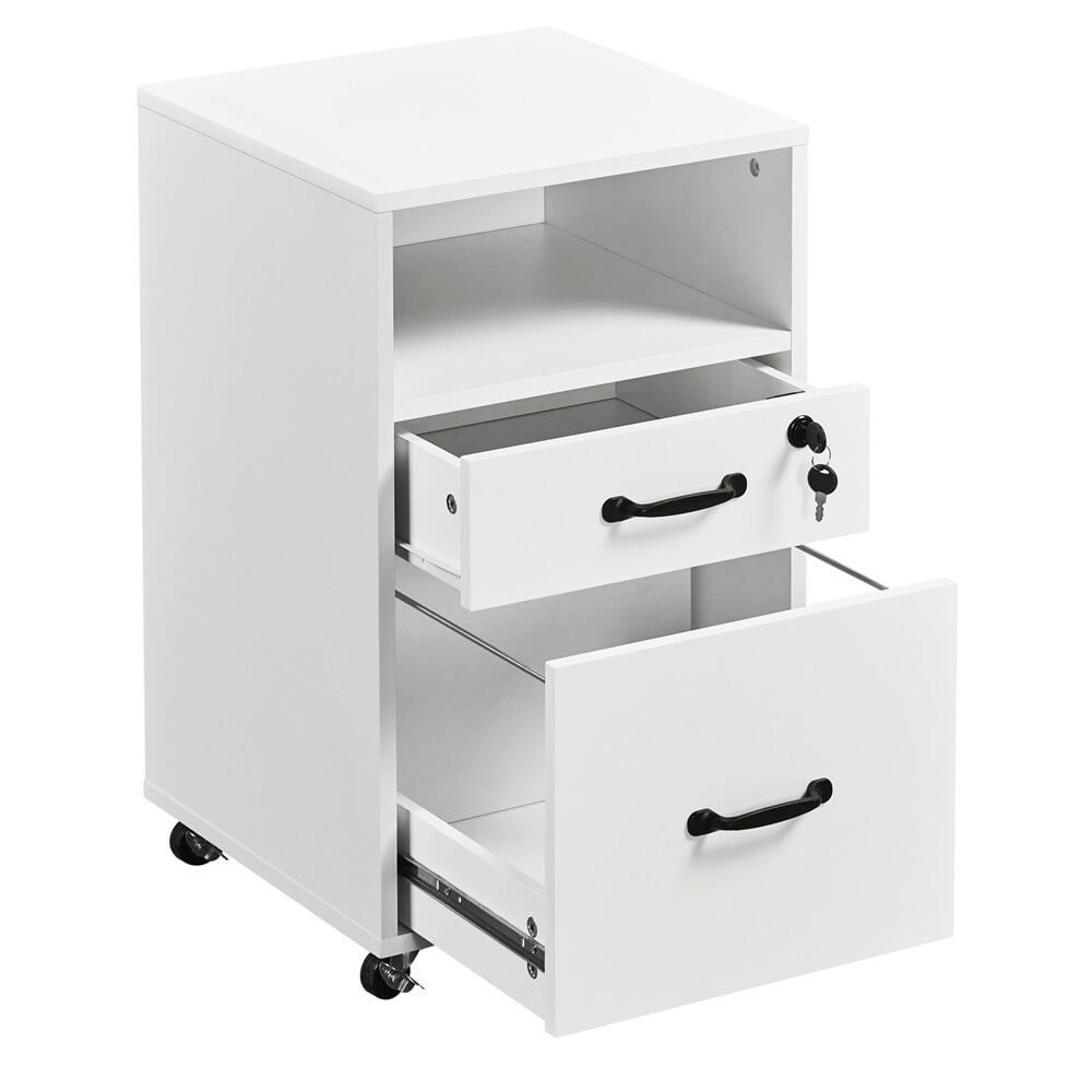 REKHH File Cabinet, Under Desk Vertical Cabinet With 2 Drawers and Open ...