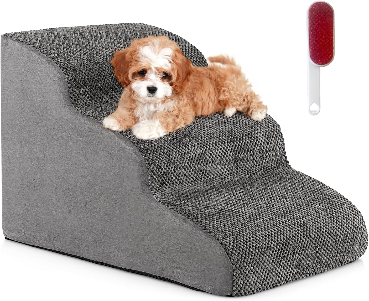 REKHH Foam Dog Stairs for High Beds, Extra Wide & Deep Pet Ramp, Non ...