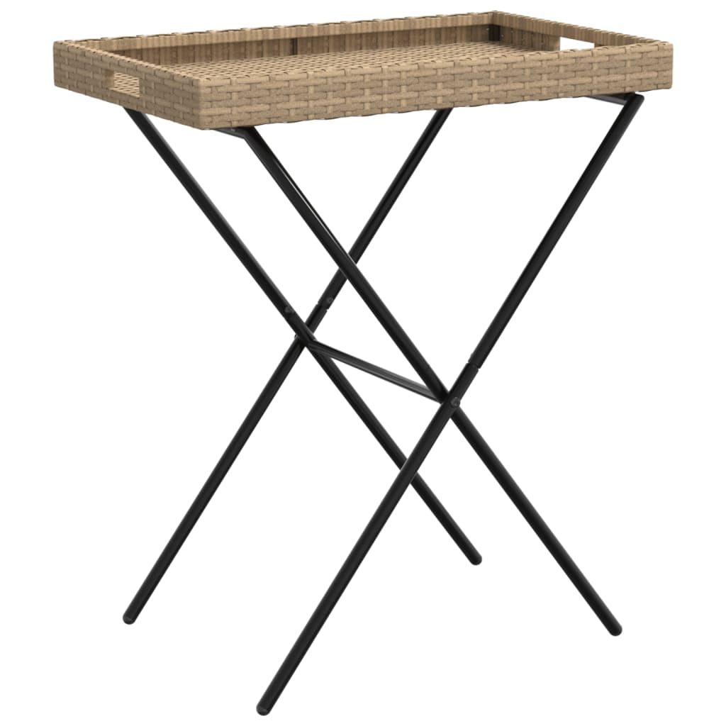 REKHH Folding Tray Table - Poly Rattan - Removable Tabletop - Portable ...