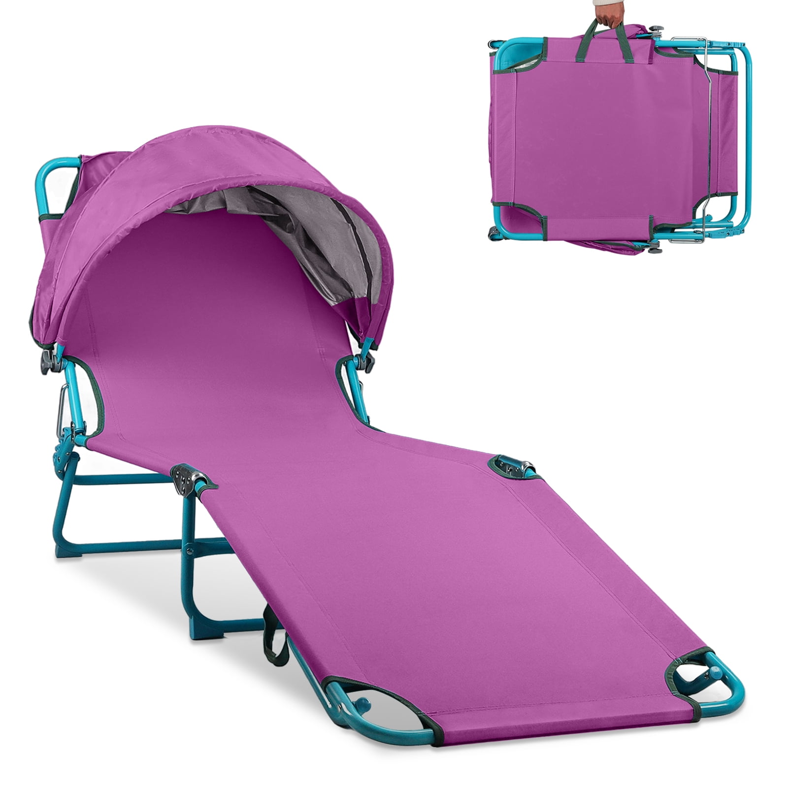 REKING Folding Sun Beach chairs,Portable tanning chair with 3-Level ...